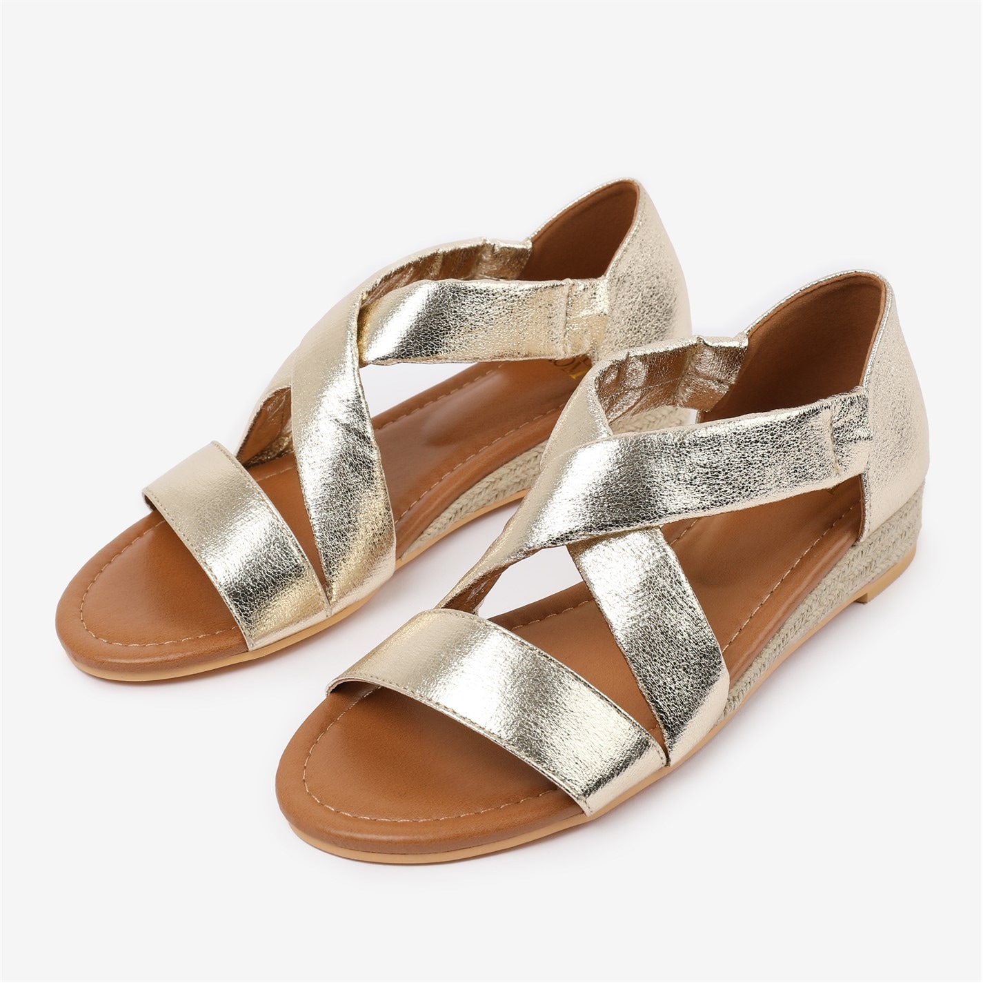 Wheres That From | Wide-Fit Gold Mettalic Hummingbird Low Wedge Shoes ...