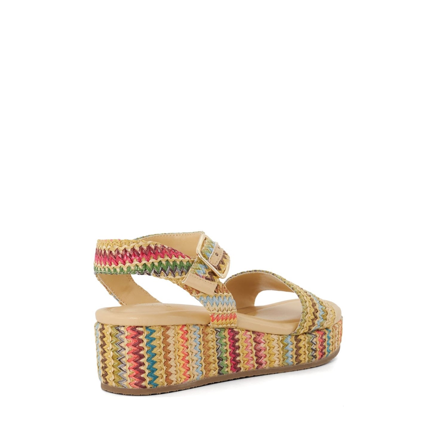 Dune London | Lazer Multi Raffia Flatform Sandals | Multi Colour | FRASERS