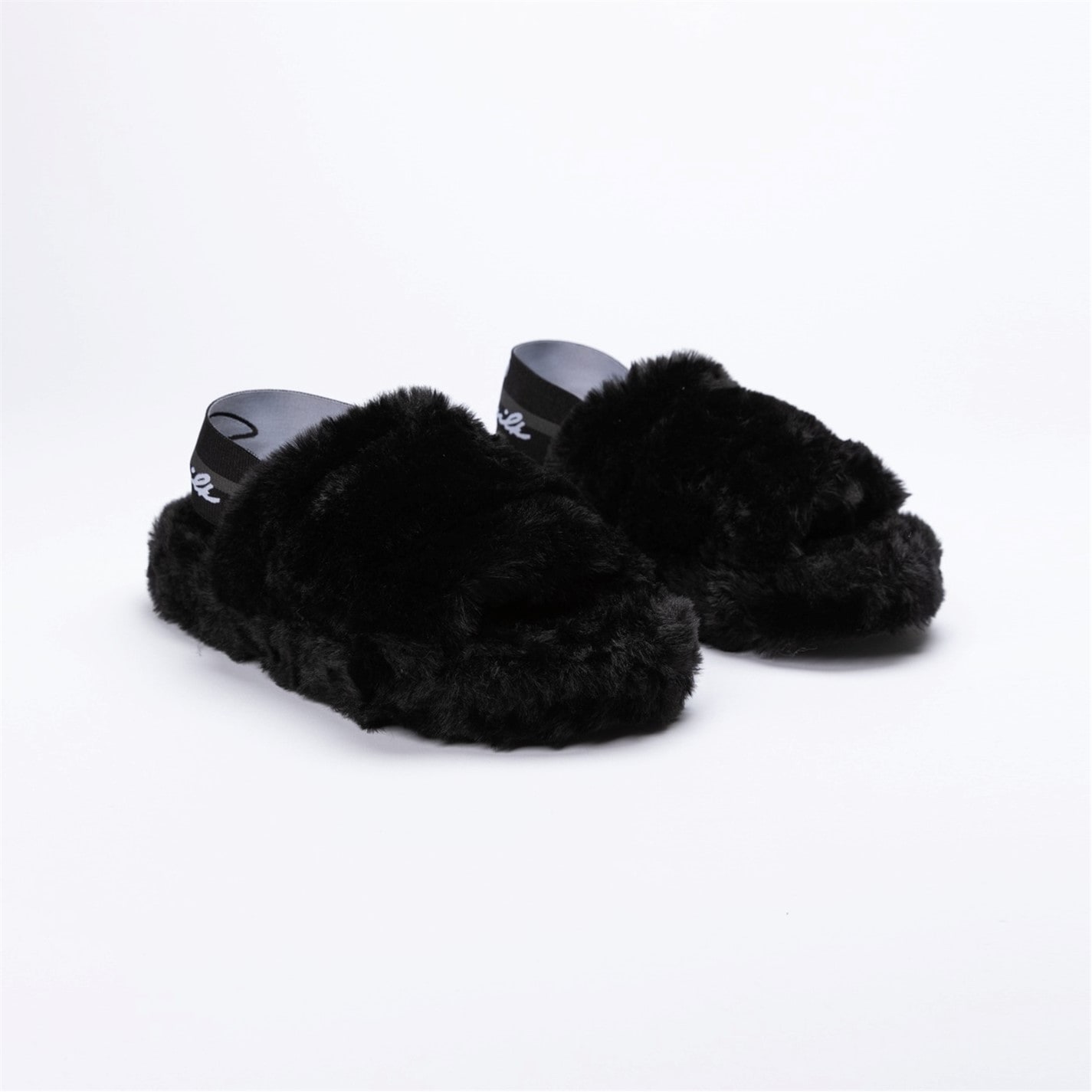 SikSilk | Fluffy Sliders Womens | Blk/Grey | FRASERS