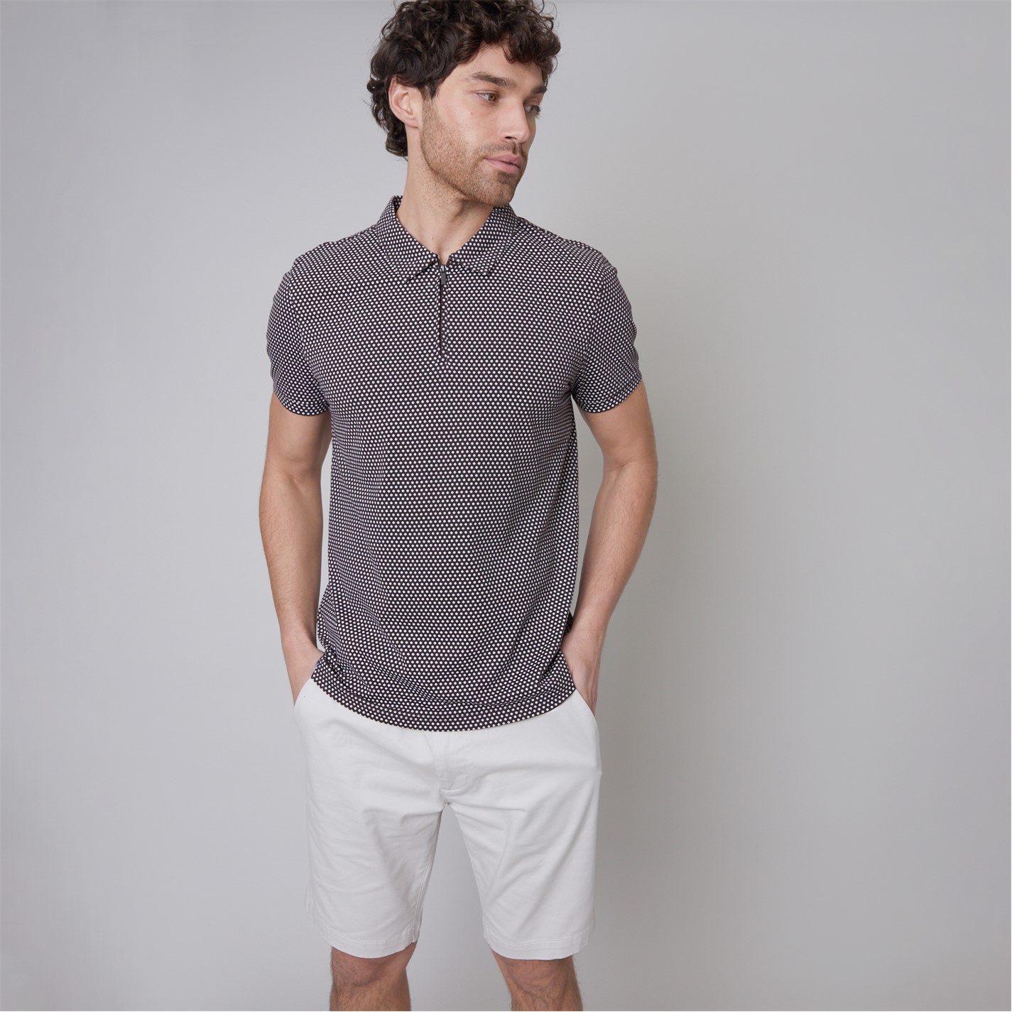 Threadbare Geometric recognized Print Zip Collar Cotton