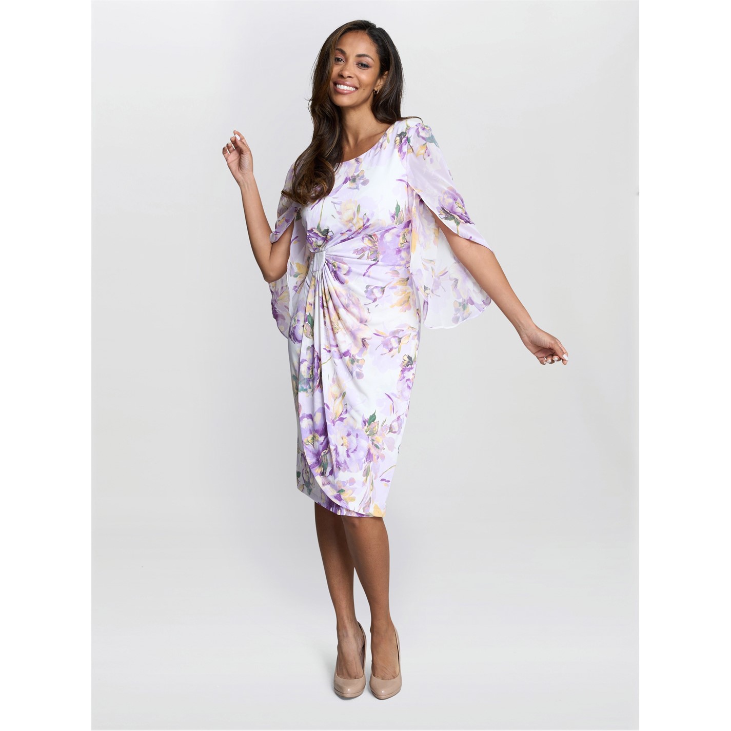 Gina Bacconi | Harmony Floral Print Dress | Ivory Multi | FRASERS