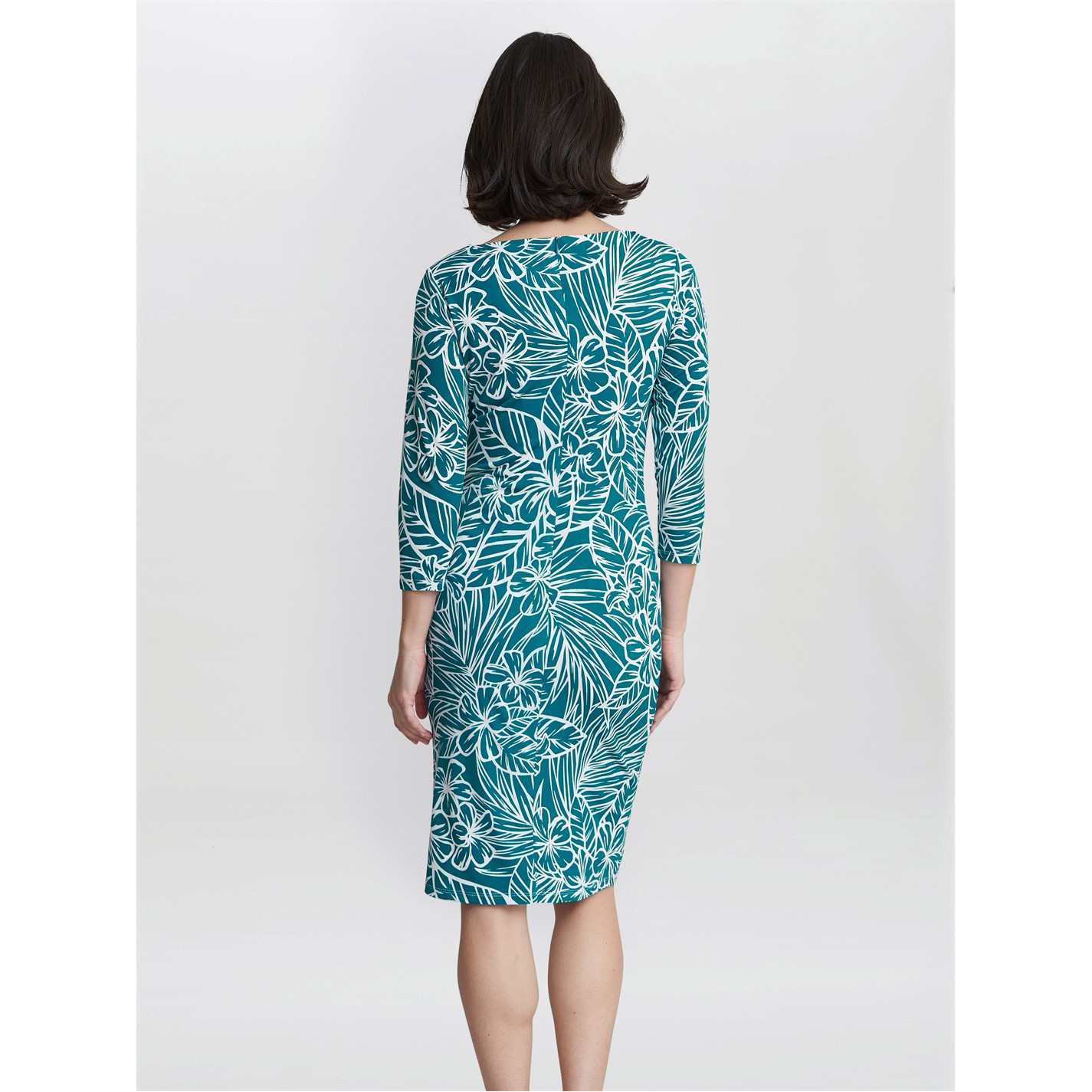 Gina Bacconi | Adeline Printed Jersey Cowl Neck Dress | Teal | FRASERS