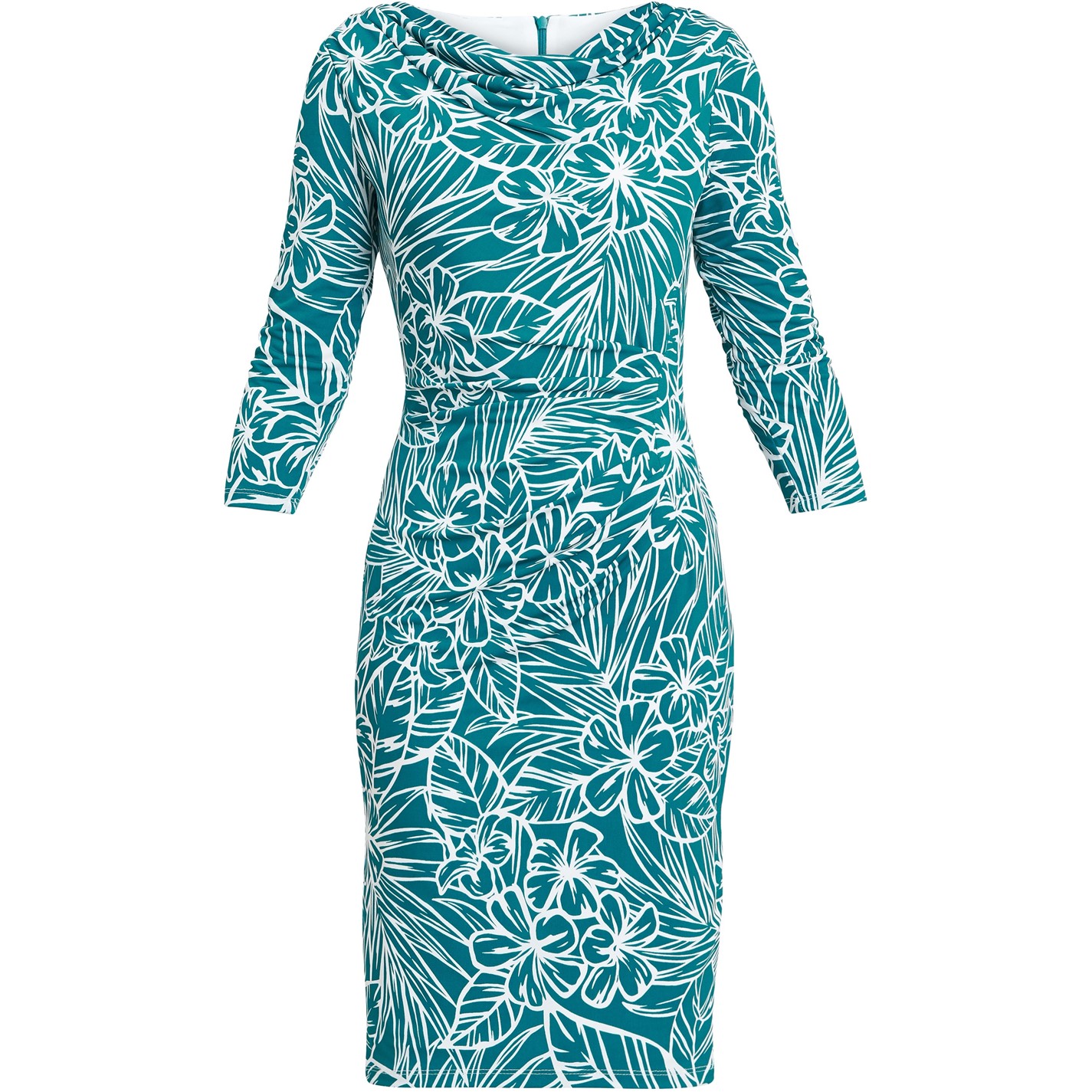 Gina Bacconi | Adeline Printed Jersey Cowl Neck Dress | Teal | FRASERS