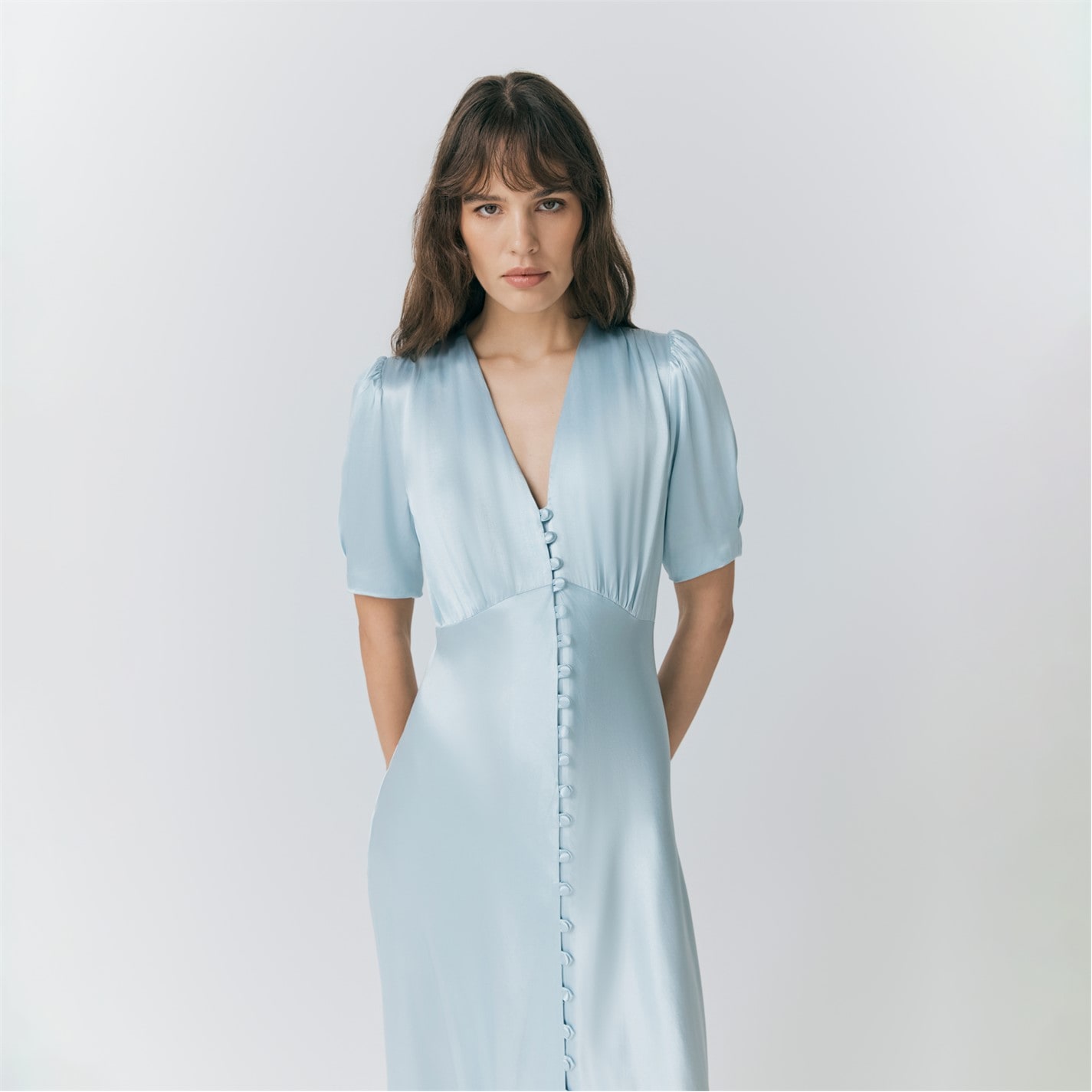 Ghost | Madison Satin Dress | Tea Dresses | FRASERS