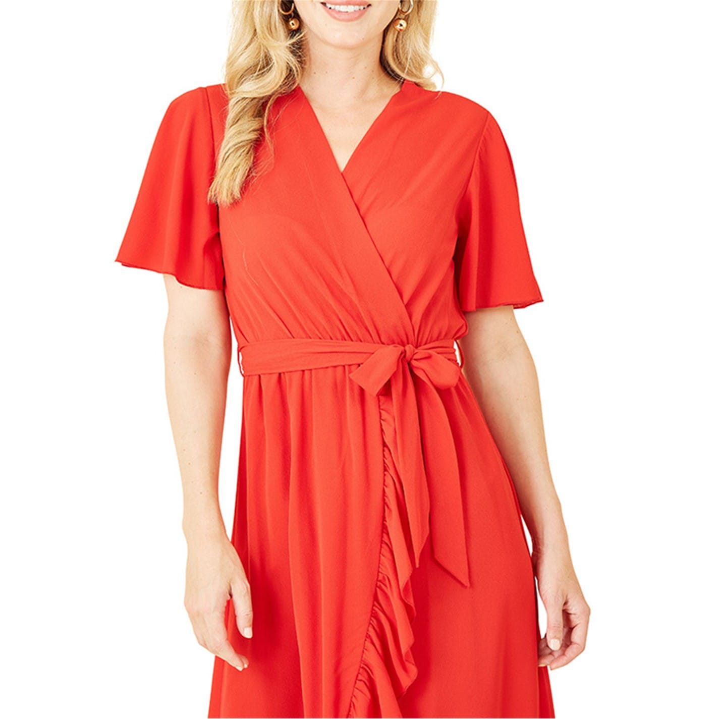 Mela London | Mela London Greenwrap Over Frill Hem Dress | Wrap Dresses ...