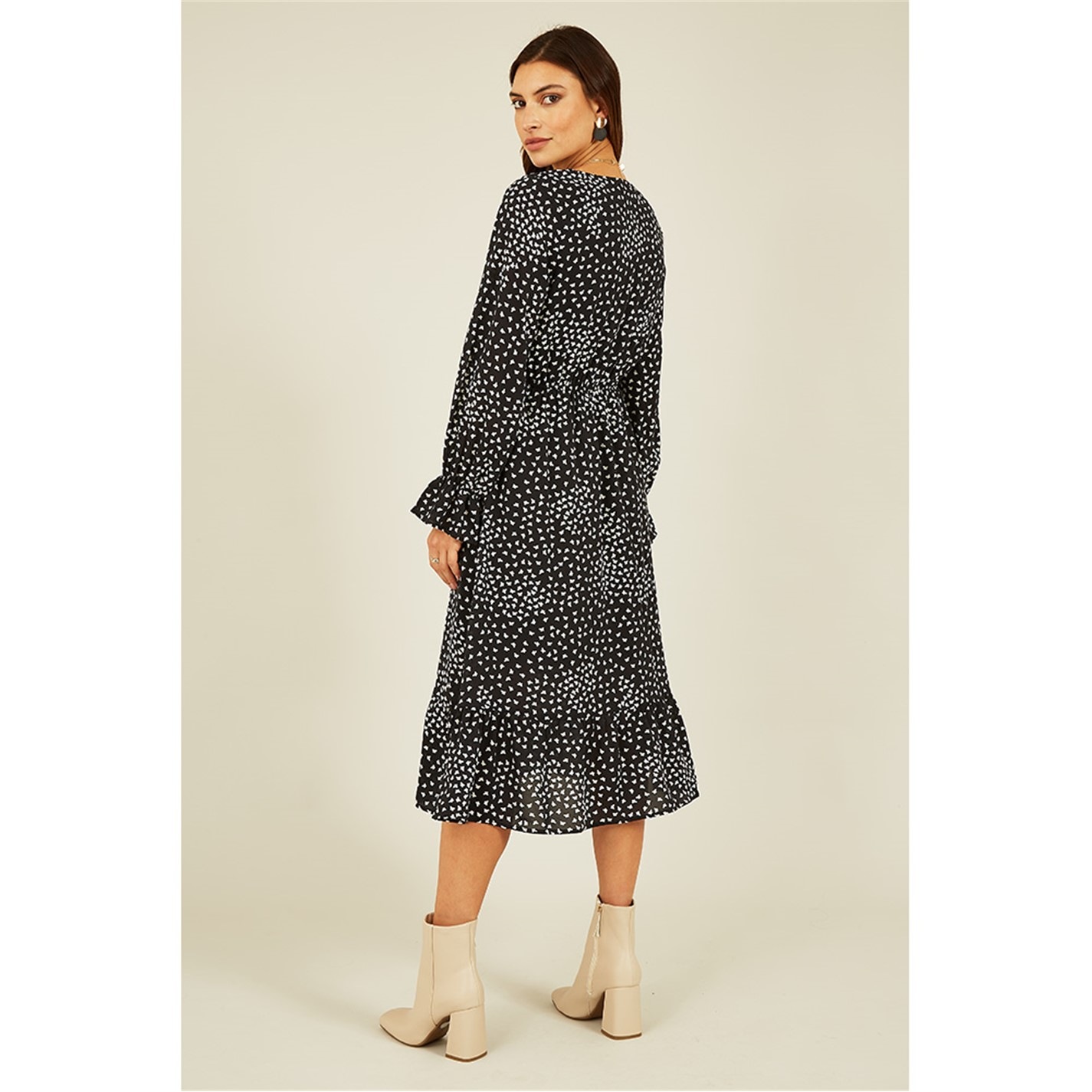 Mela London | Mela London Black Butterfly Long Sleeve Midi Dress ...