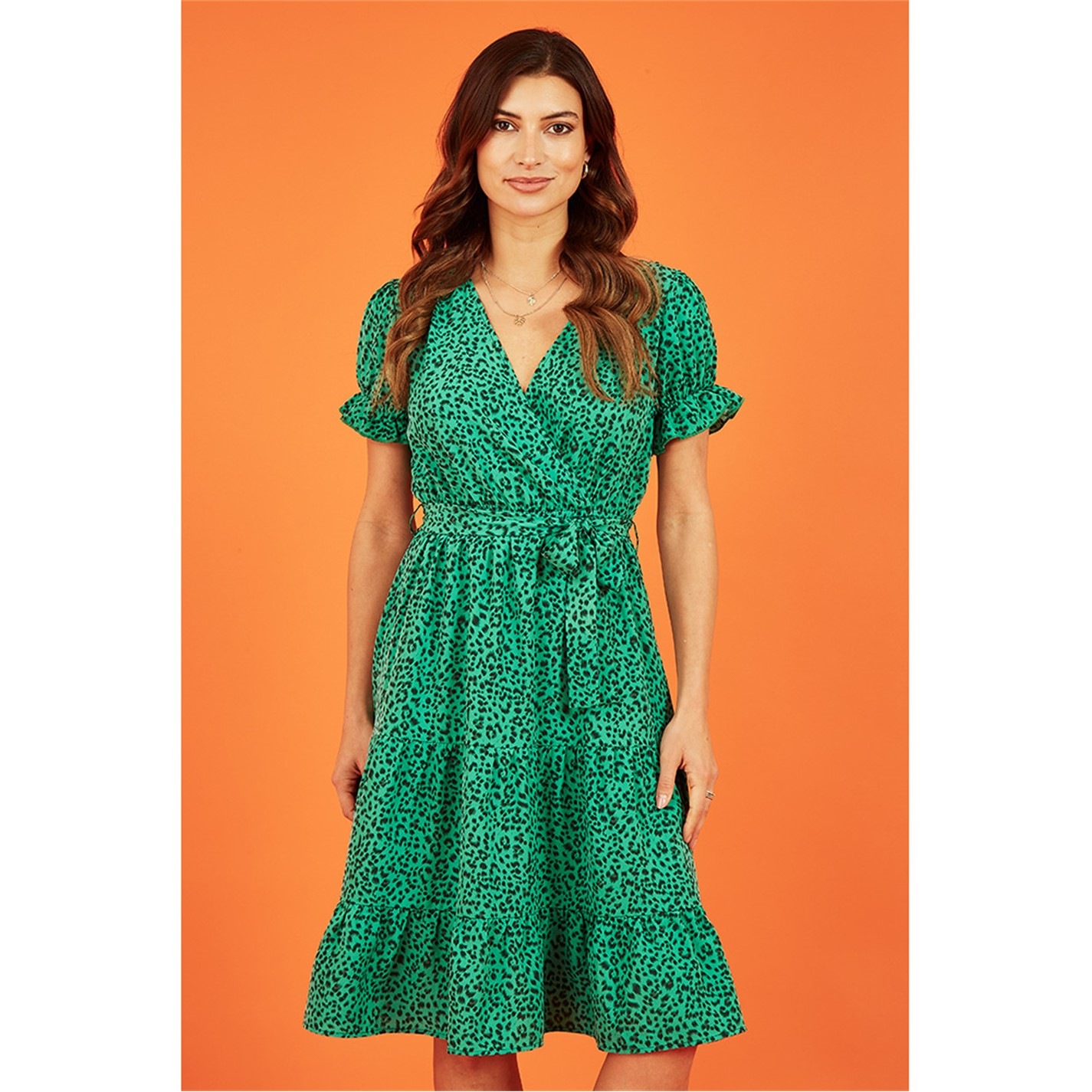 Mela London | Mela London Green Animal Print Midi Dress | Green | FRASERS