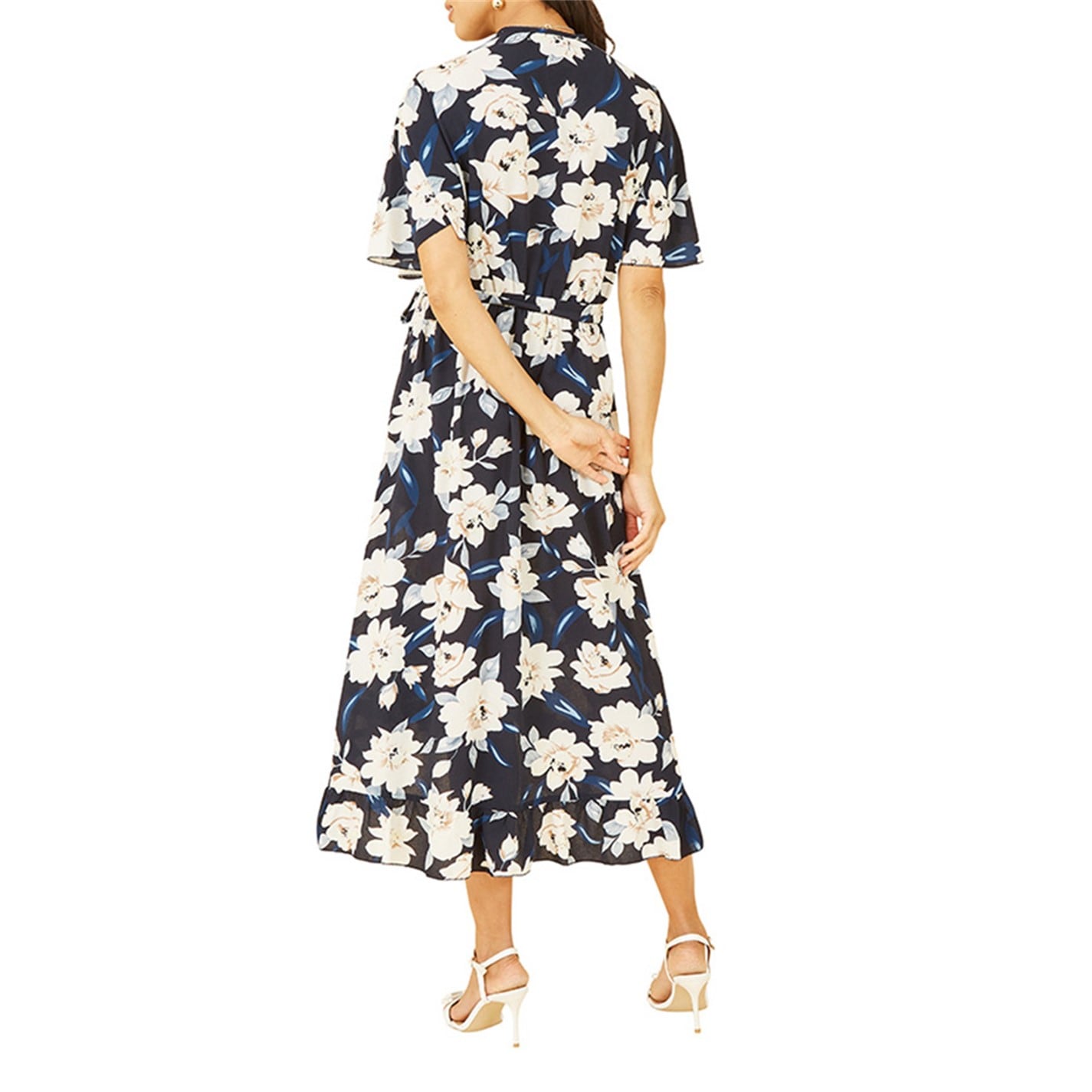 Mela London | Mela London Navy Floral Print Midi Wrap Dress | Navy | FRASERS