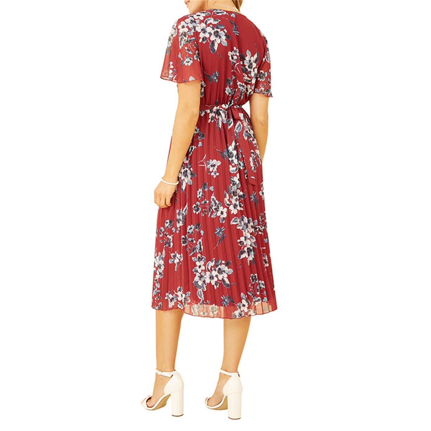Mela London | Mela London Red Floral Print Pleated Dress | Red | FRASERS