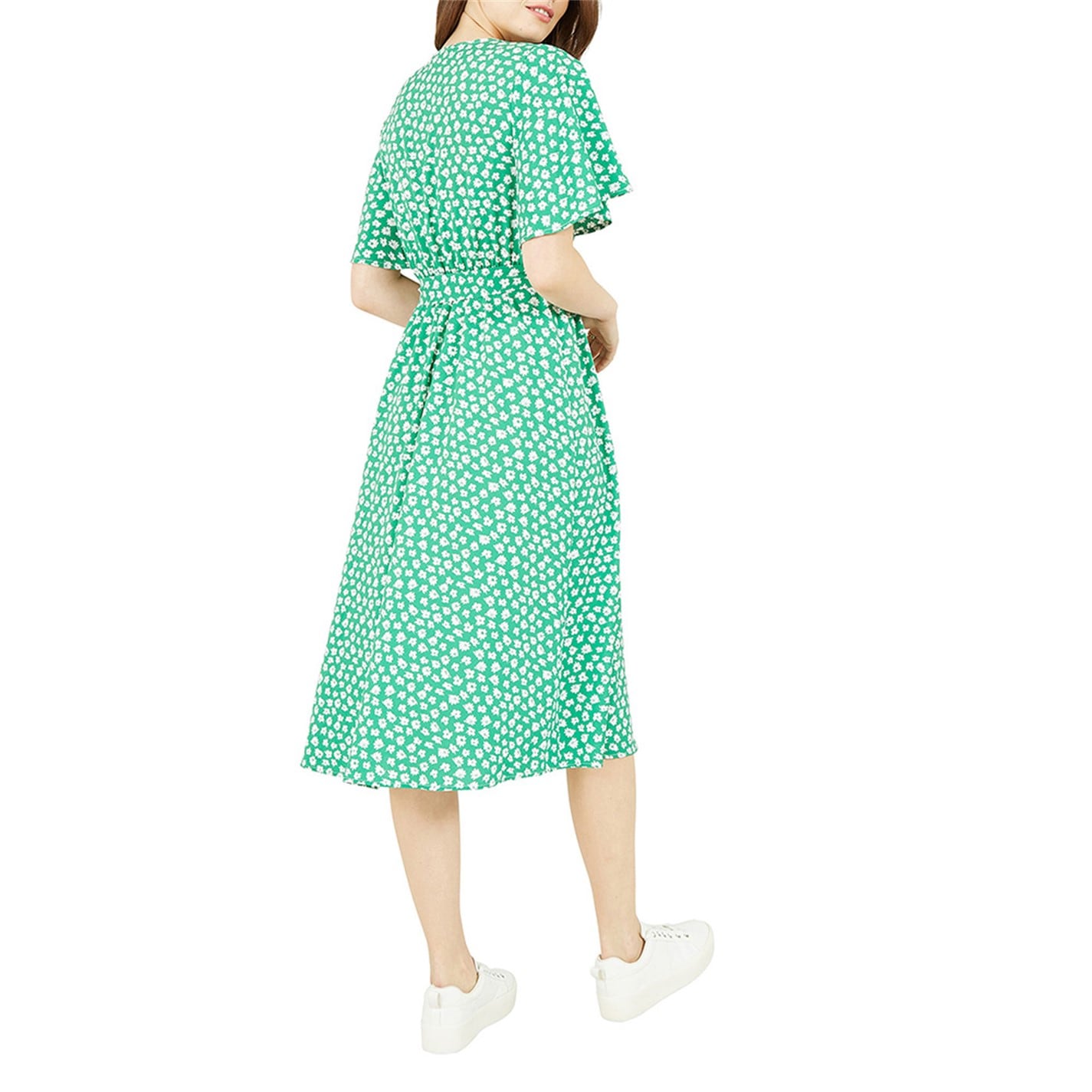Yumi | Yumi Green Daisy Print Wrap Dress | Green | FRASERS