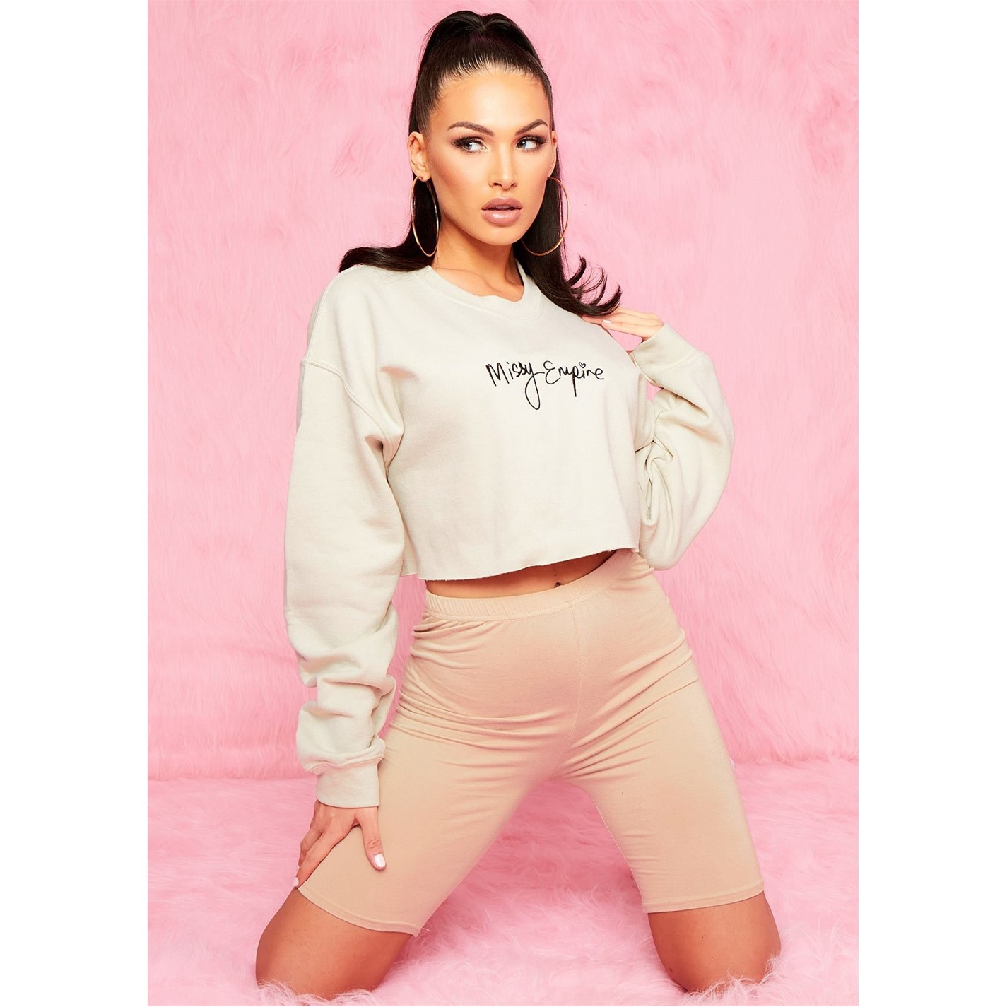 Missy Empire | Empire Branded Slogan Cropped Sweater | Cropped Sweaters ...