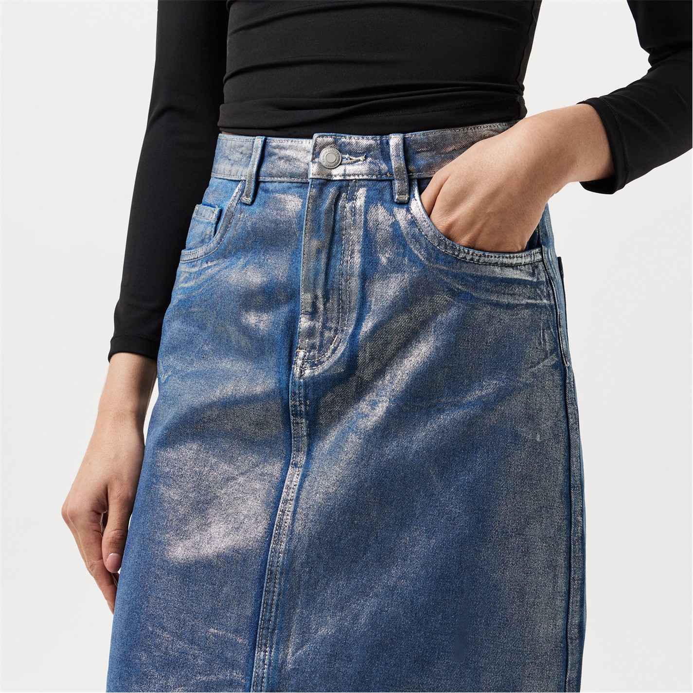 Vero Moda | VM Coated Denim Skirt | Lght Blue Denim | FRASERS