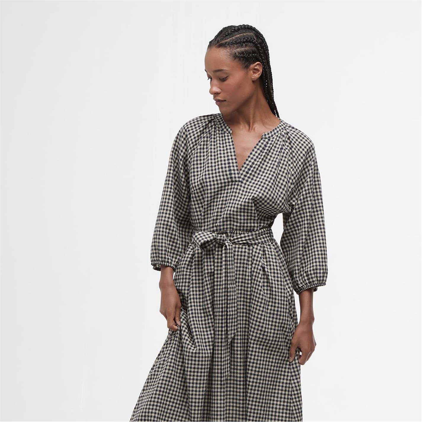Barbour | Suri Midi Dress | Dark Navy/Sand | FRASERS