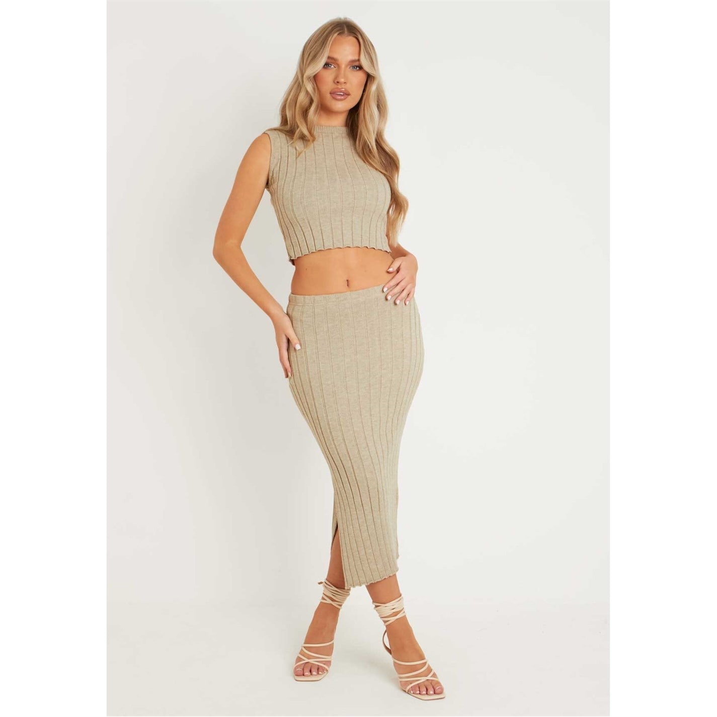 Missy Empire | Maxi Skirt With Split | Stone | FRASERS