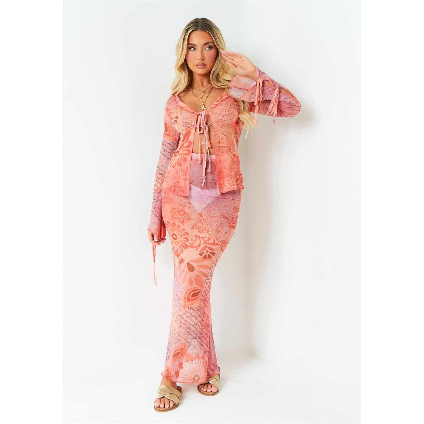 Missy Empire | Mesh Skirt | Orange | FRASERS