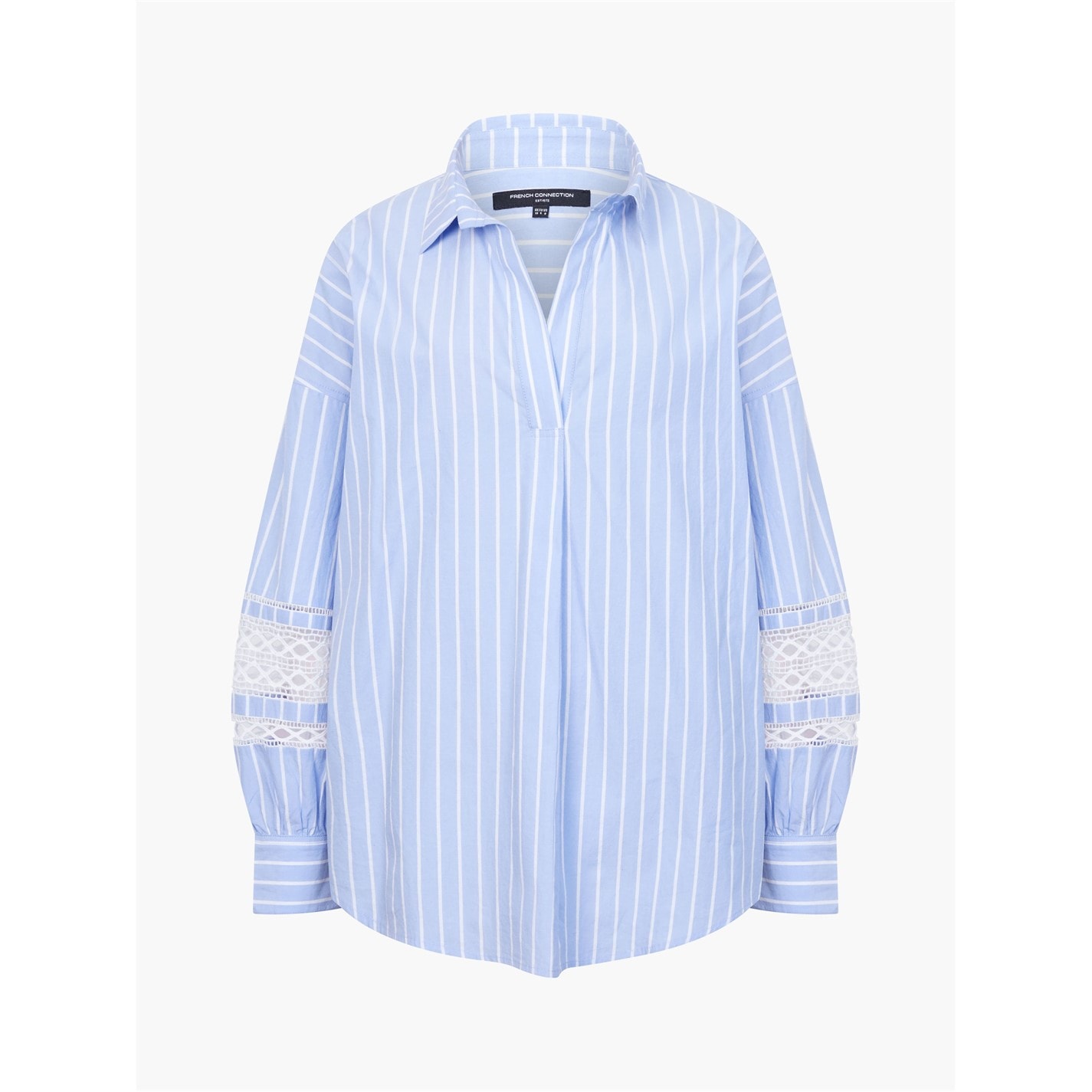 French Connection | Cambria Stripe Embroidered Shirt | Blue/White | FRASERS
