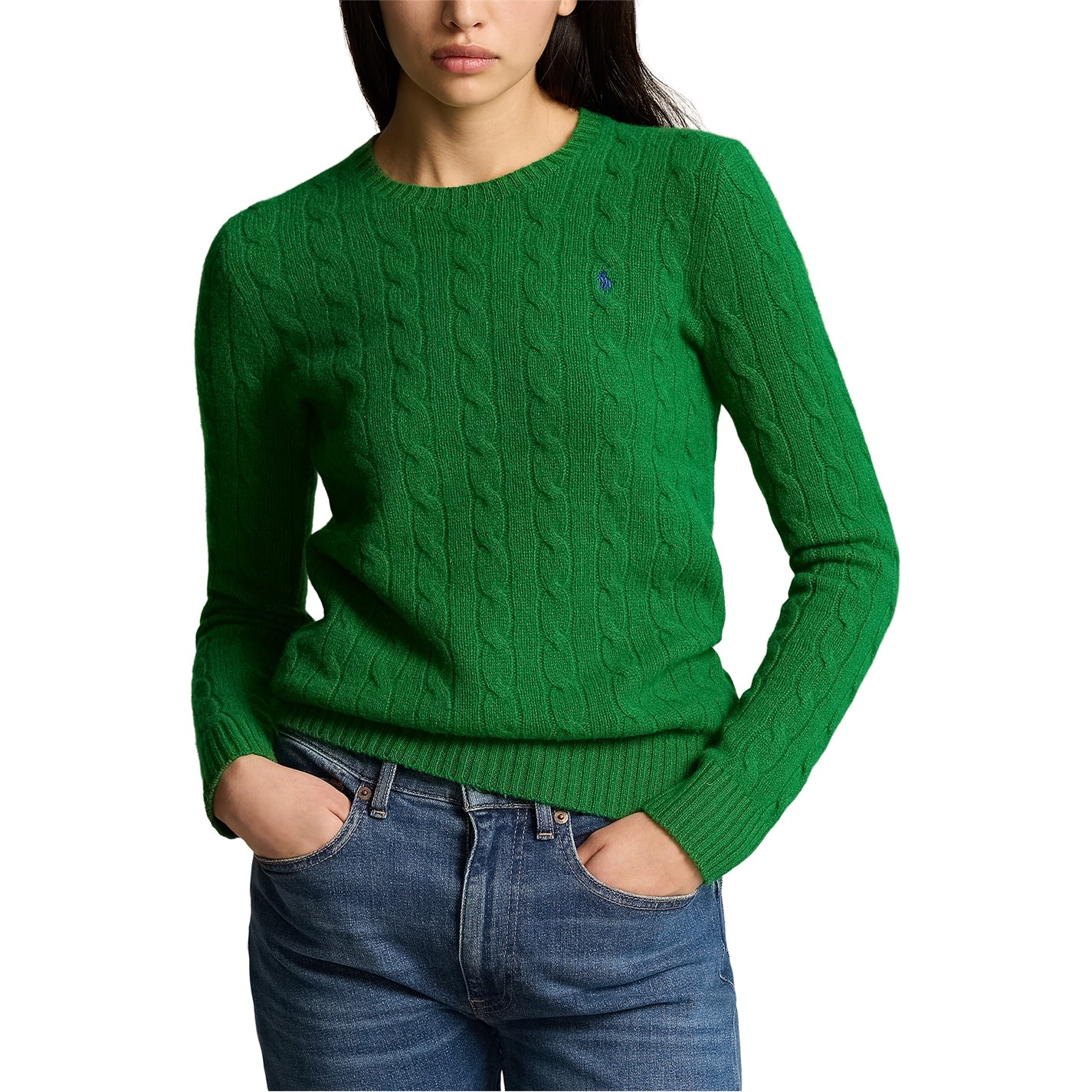 POLO RALPH LAUREN | Cable Knit Wool Cashmere Sweater | Green Grass 24 | FRASERS