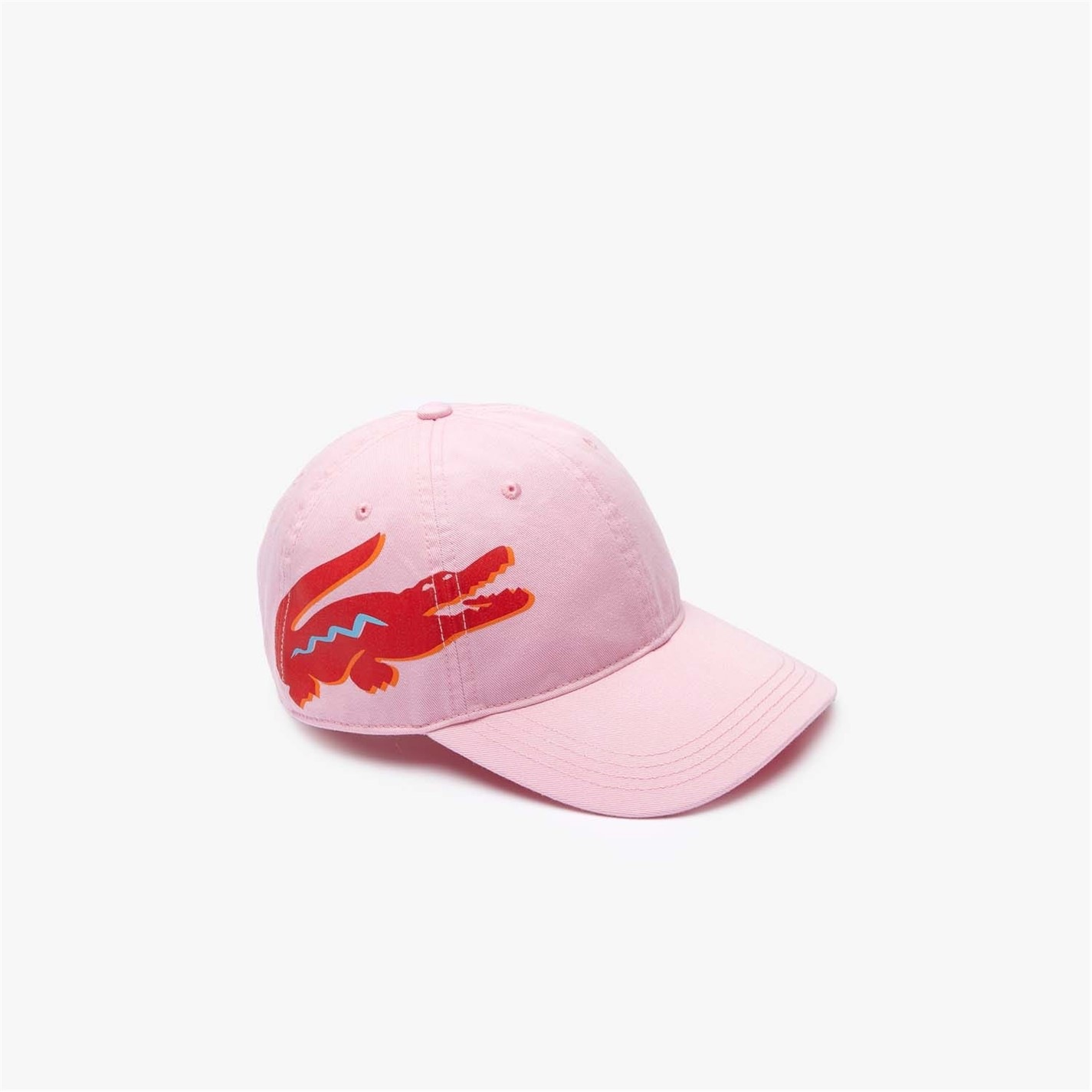 Lacoste | Oversized Crocodile Cotton Gabardine Cap | Pink | FRASERS