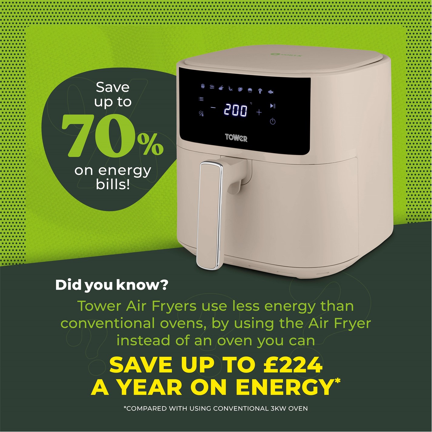 Tower | Vortx 6L Digital Air Fryer Latte | Latte | FRASERS