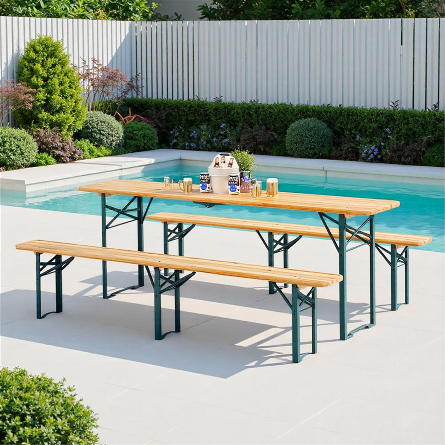 Breeins | Foldable Wooden Garden Dining Table Brown | Brown | FRASERS