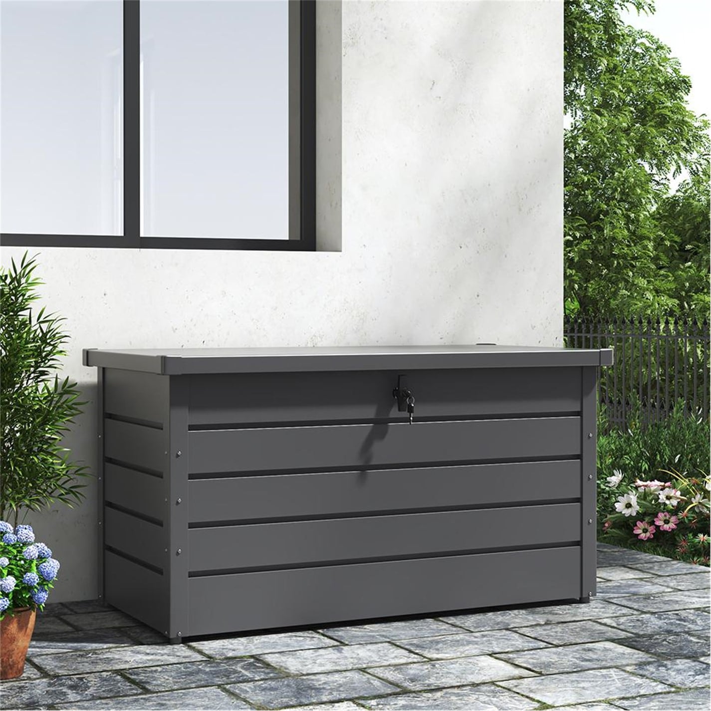 Breeins | 350L Metal Outdoor Storage Box, Grey | Grey | FRASERS