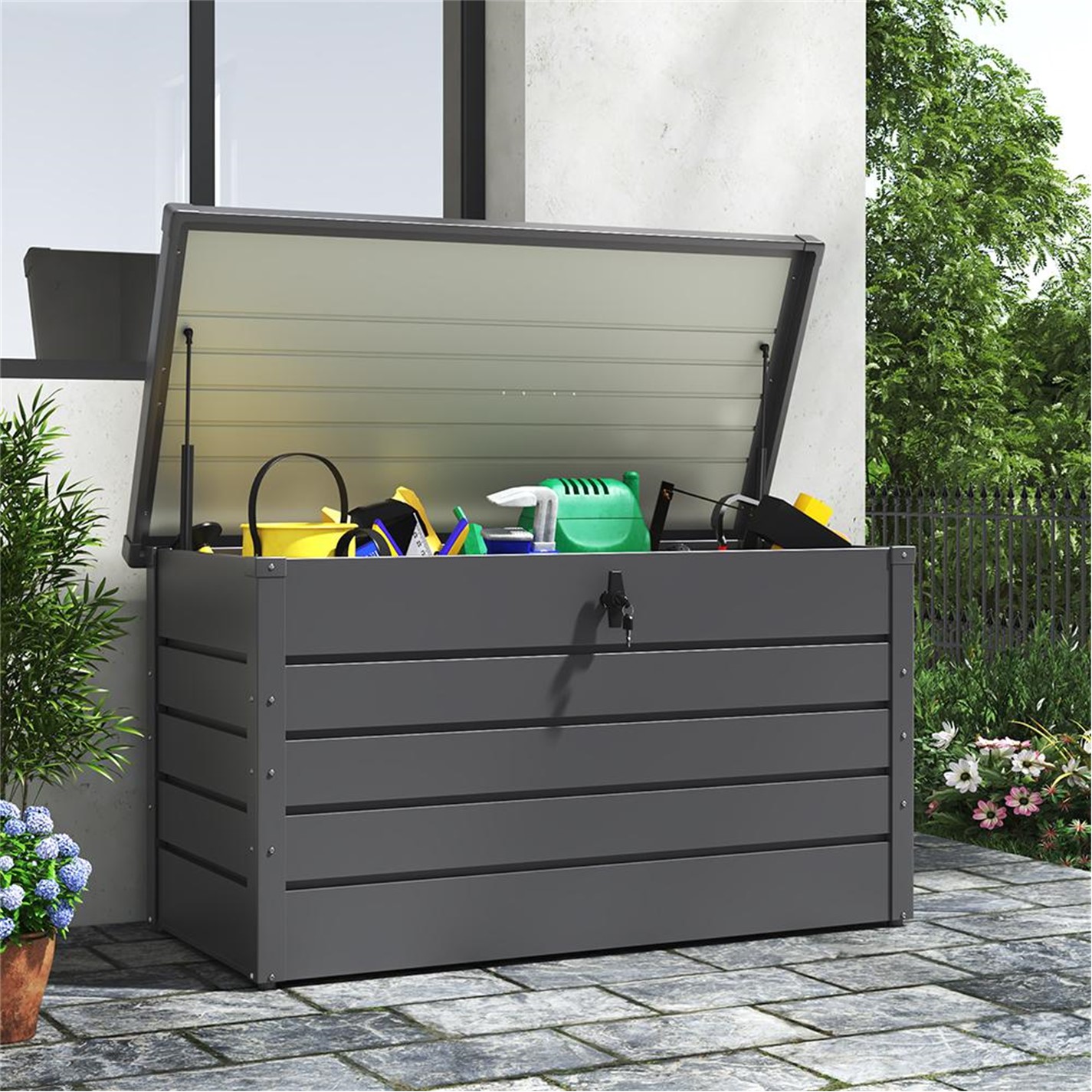 Breeins | 350L Metal Outdoor Storage Box, Grey | Grey | FRASERS