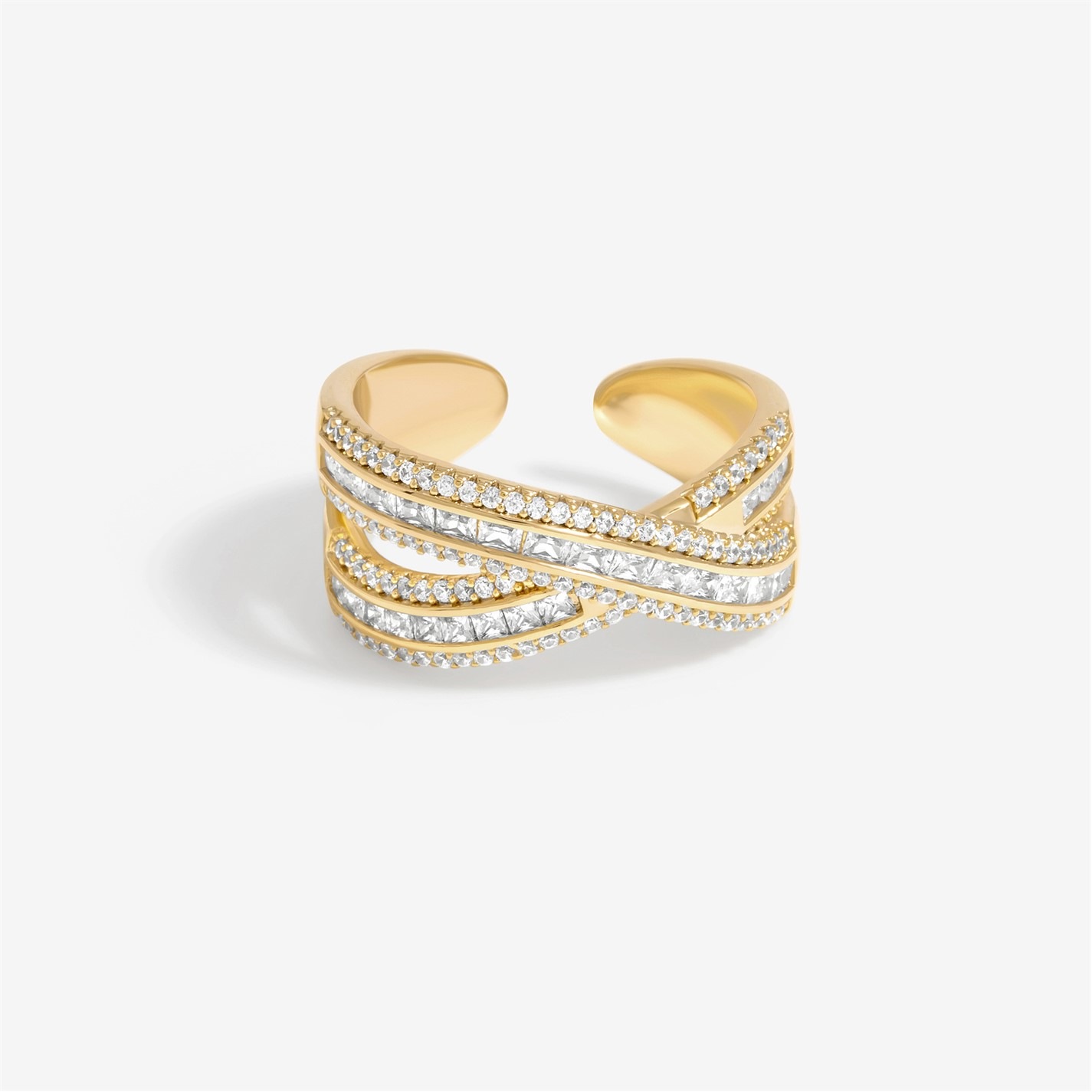 Jon Richard | Gold Plated Cubic Zirconia Cross Over Ring | Gold | FRASERS