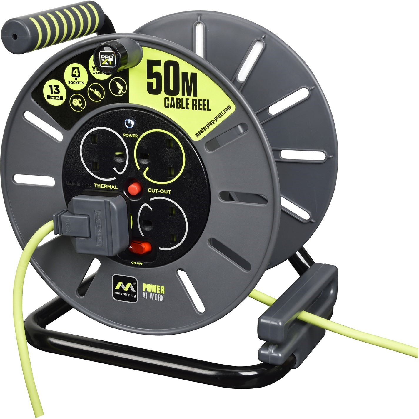 Masterplug | Masterplug Pro-XT 4 Socket 50m 13A Open Cable Reel | Green ...