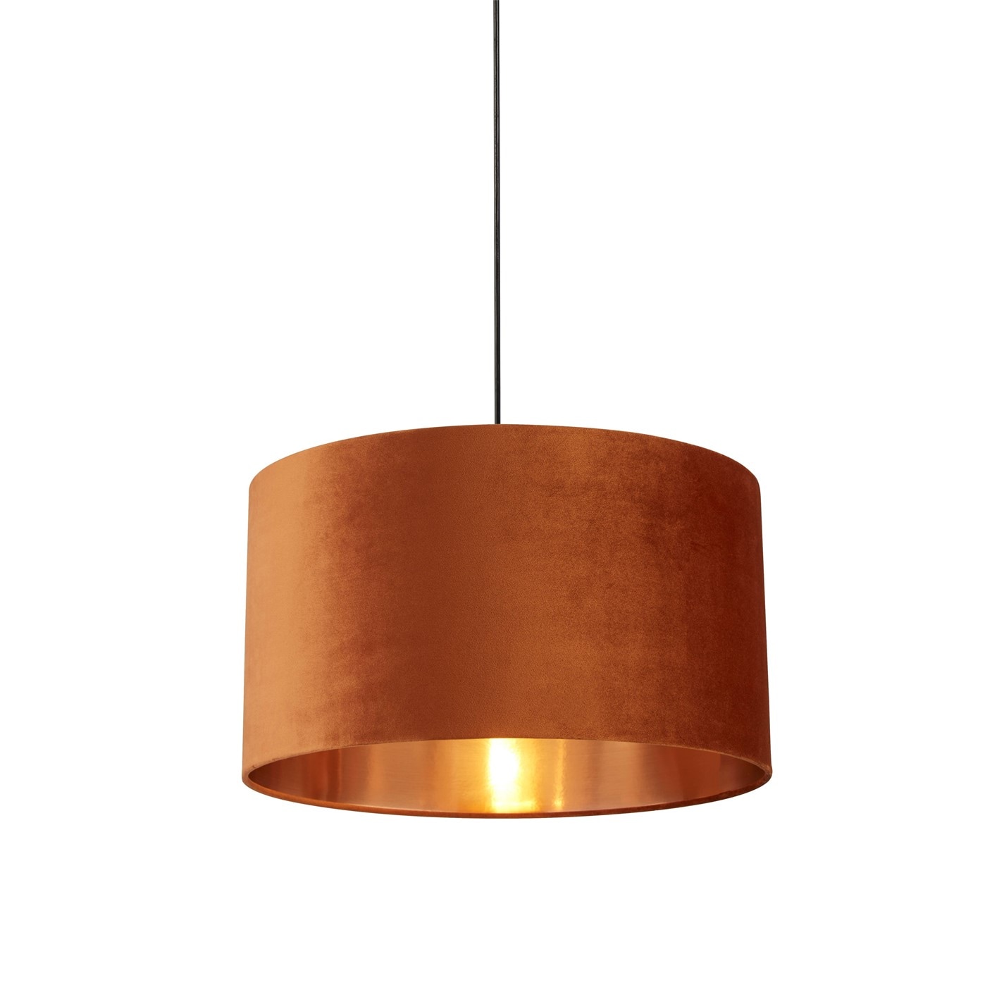 Lighting Collection | BURNT ORANGE VELVET DRUM SHADE & COPPER INNER ...