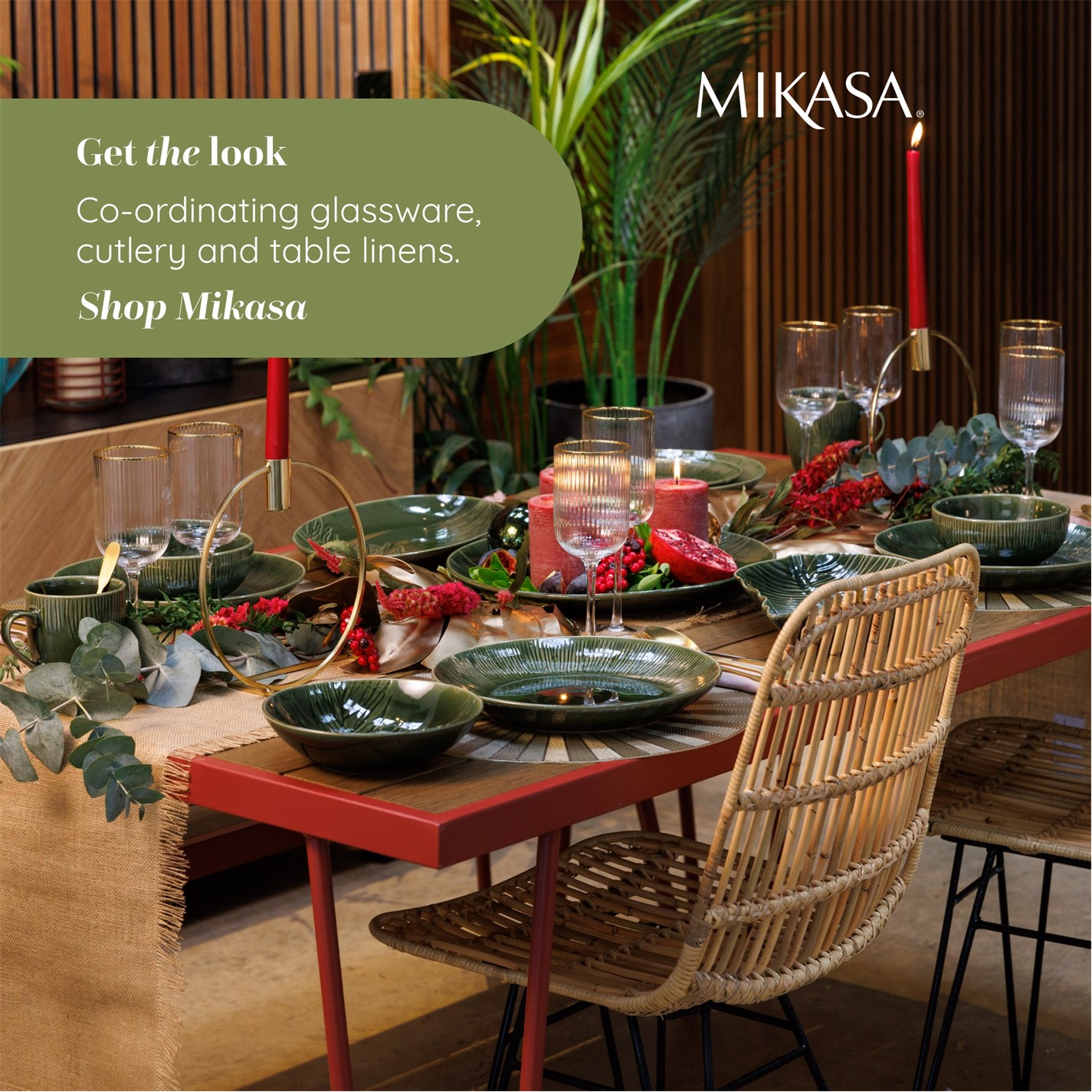 Mikasa | Mikasa Jardin 12-Piece Stoneware Dinner Set | Green | FRASERS