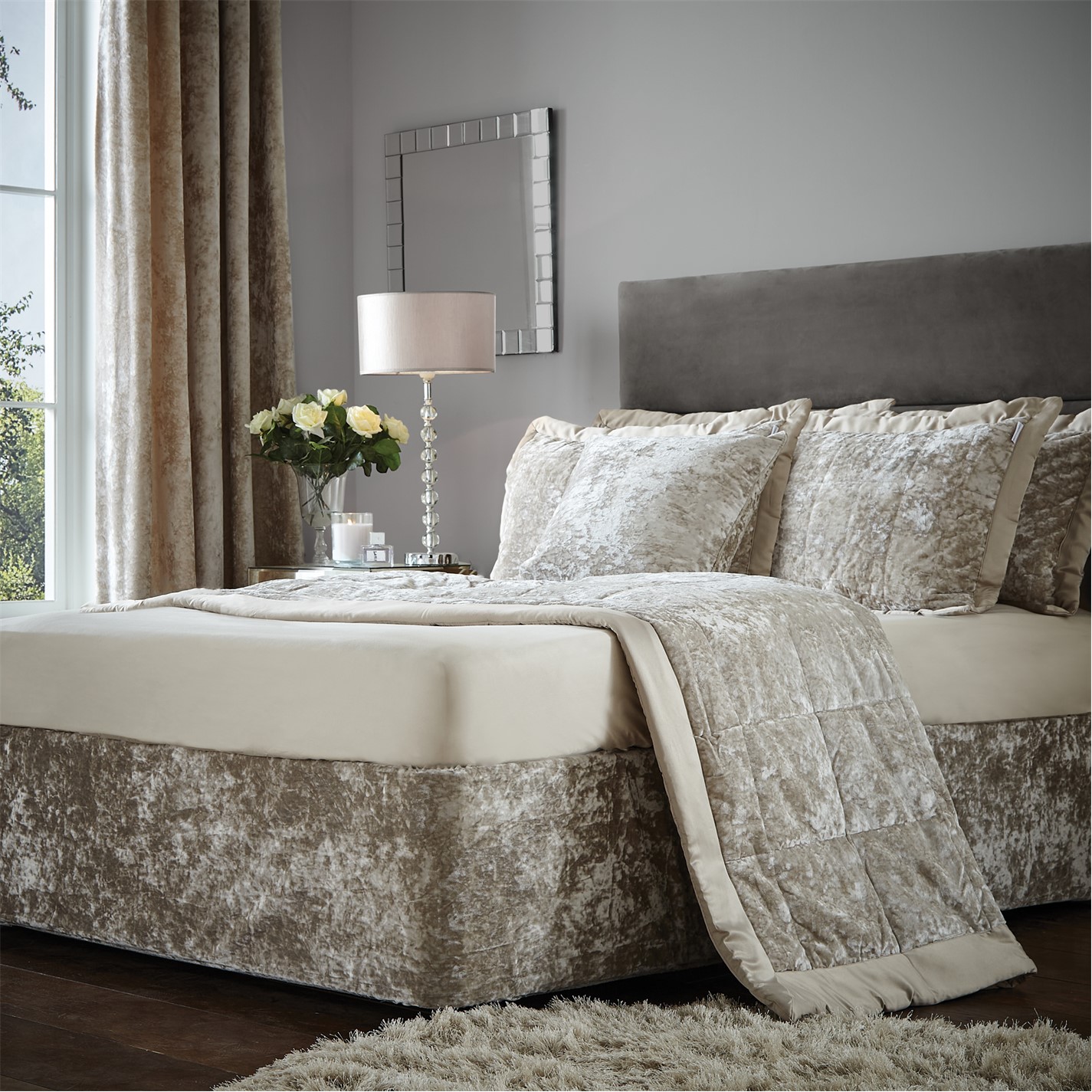 Catherine Lansfield | Crushed Velvet Elasticated Divan Base Wrap ...