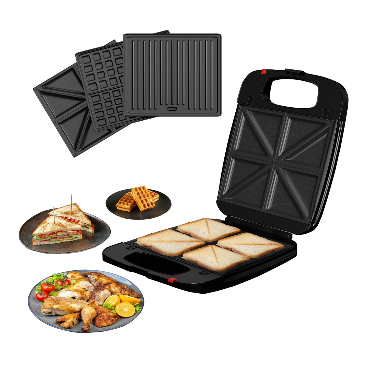 DMD Collective | 4 Slice Toastie Maker With Waffles & Grill Plates ...