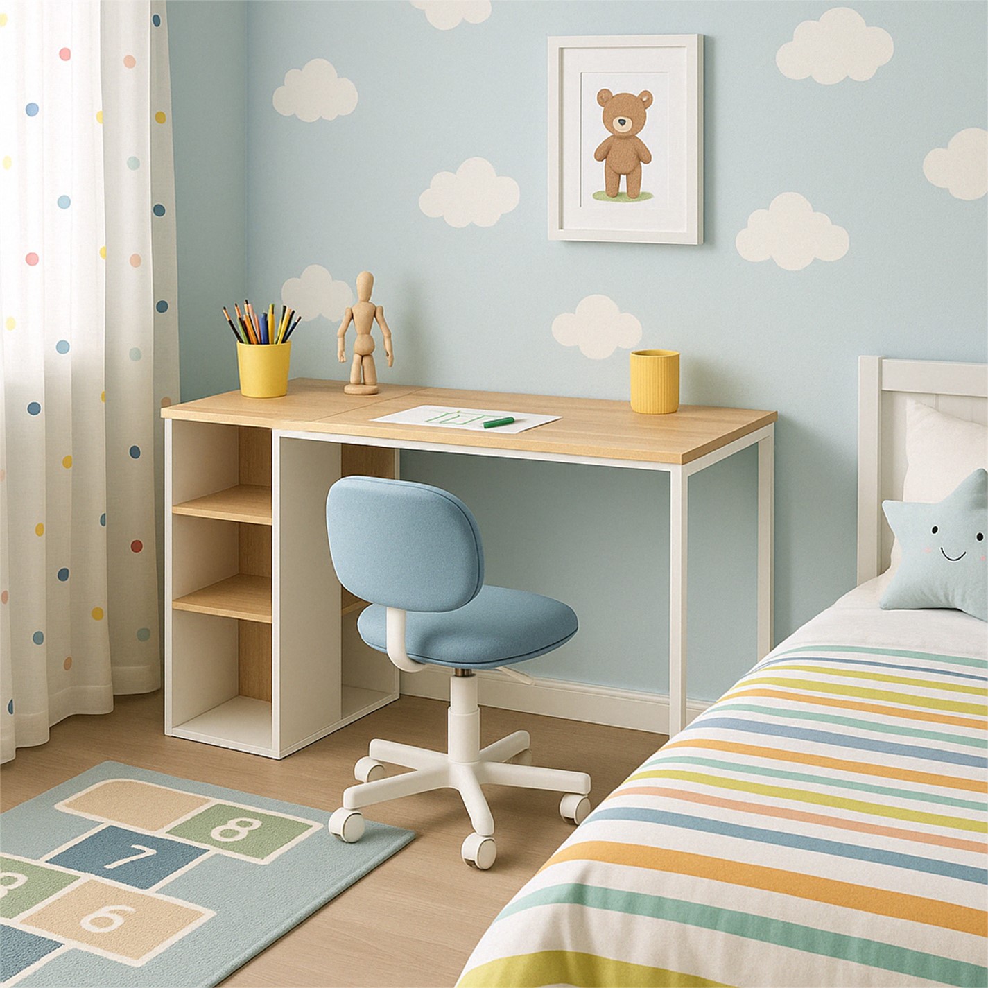 Urban Meuble | Modern Desk with Open Shelves | Beige | FRASERS