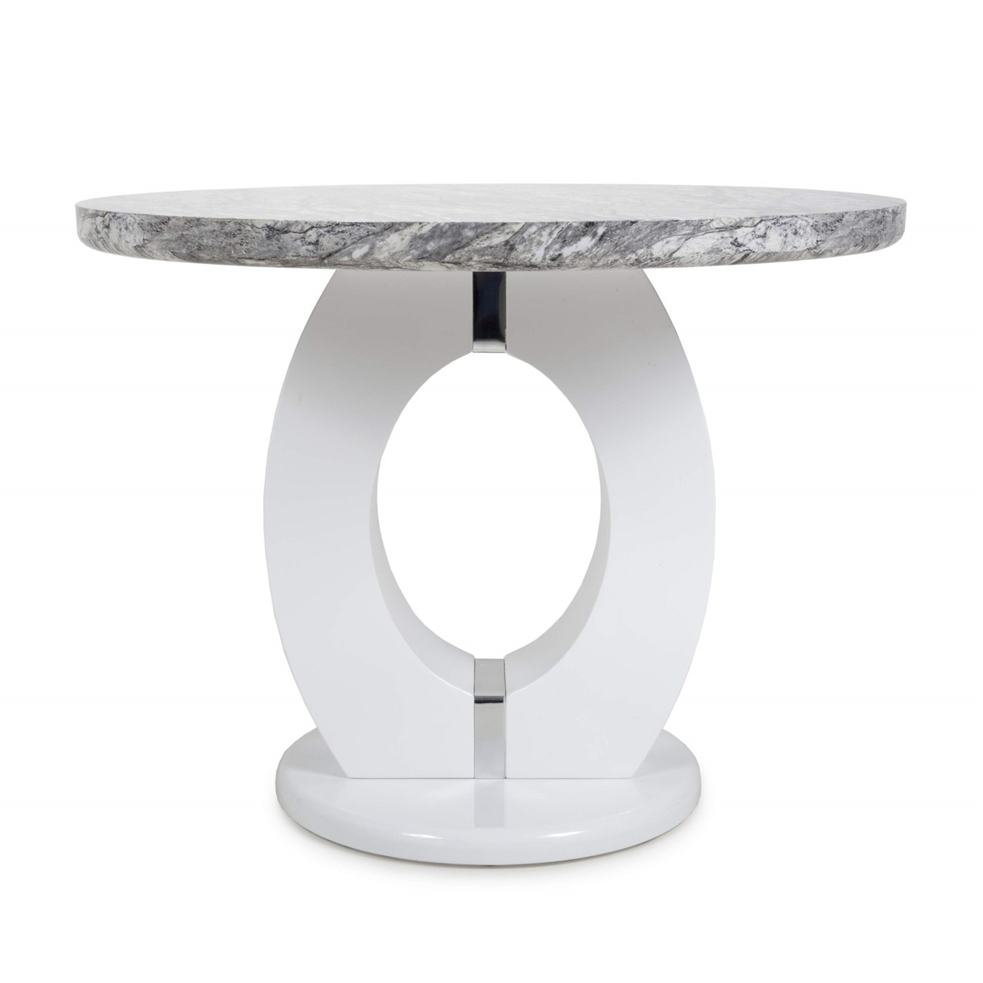 Shankar | Neptune Round Marble Effect Dining Table | Grey/White | FRASERS