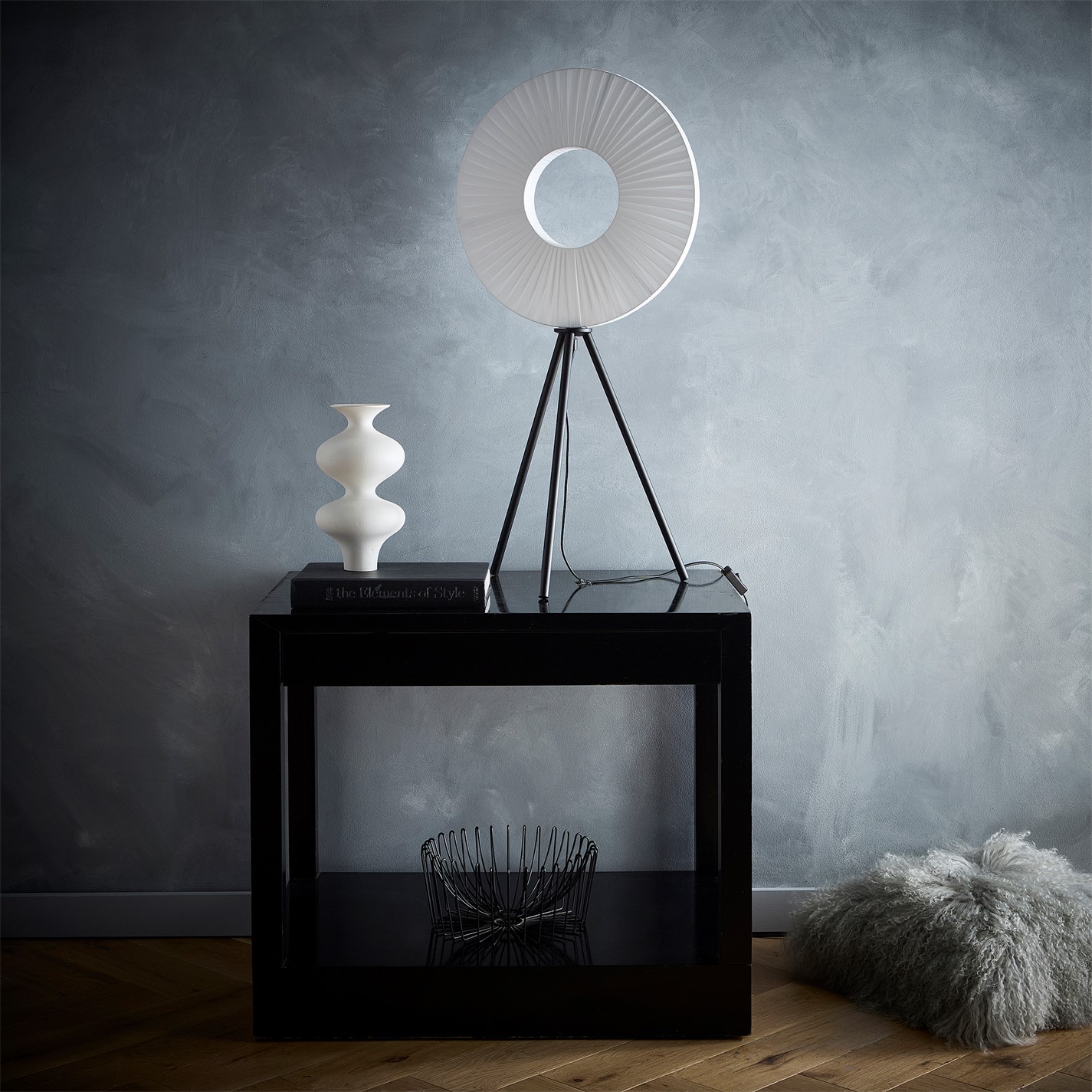 K Living | Riley Black Led Table Lamp with White Shade | Black | FRASERS