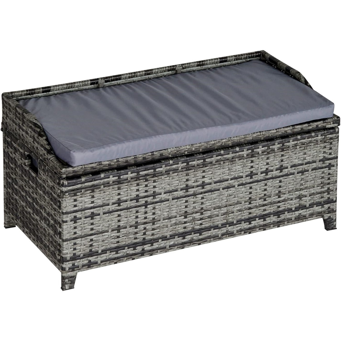 Outsunny | Outsunny PE Rattan Outdoor Storage Bench | Grey | FRASERS