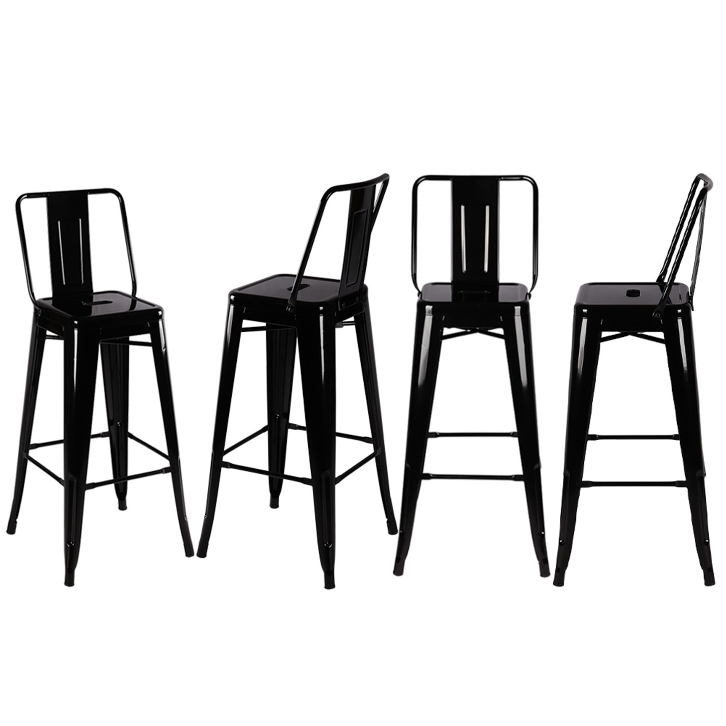 Cottonfy UK | 4 Set Metal Frame Retro Style High Chair Bar Stool ...