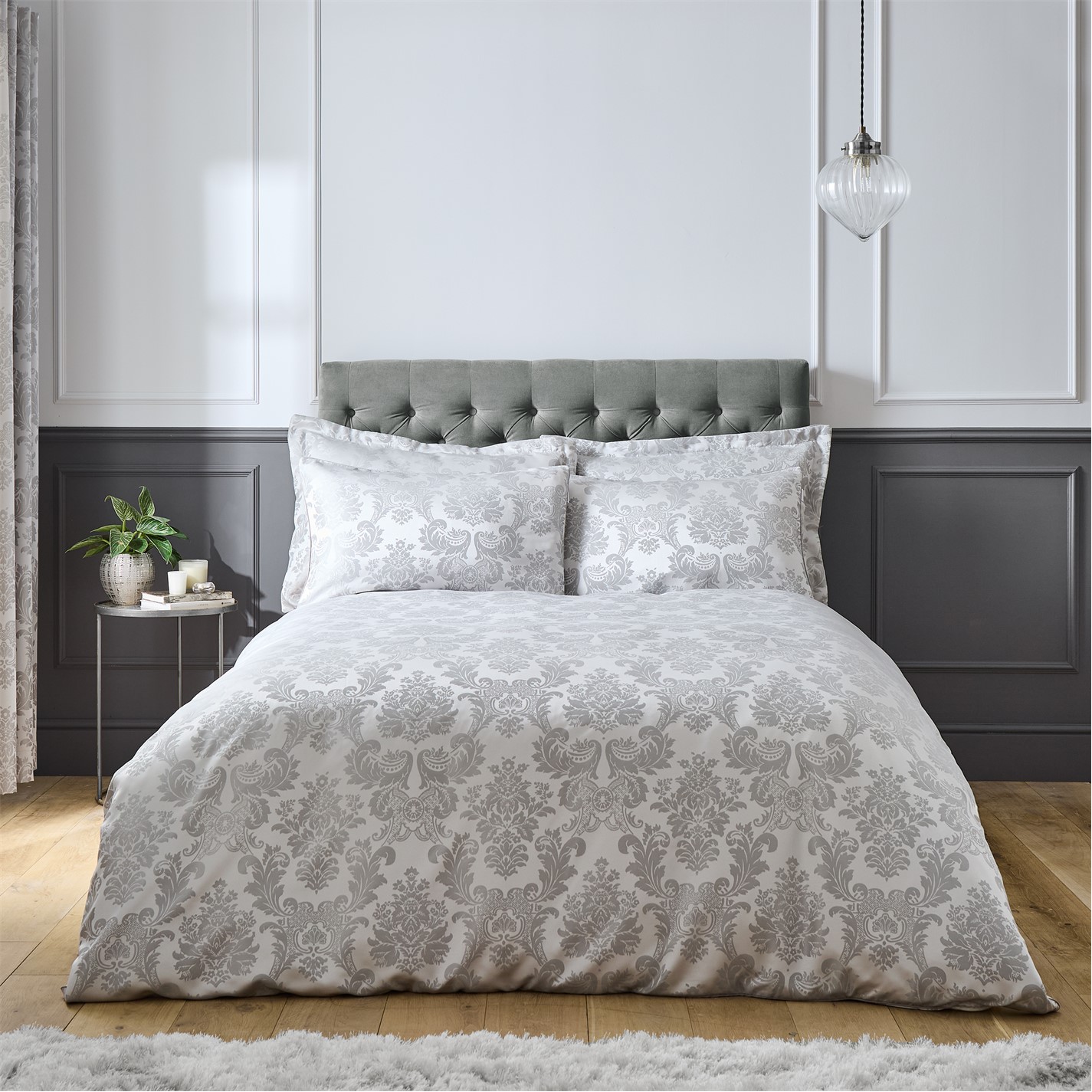 Catherine Lansfield | Damask Jacquard Duvet Cover Set | Duvet Covers ...