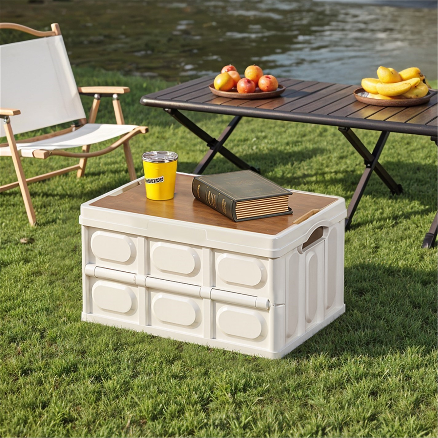 Breeins | 55L Collapsible Camping Storage Box | Beige | FRASERS