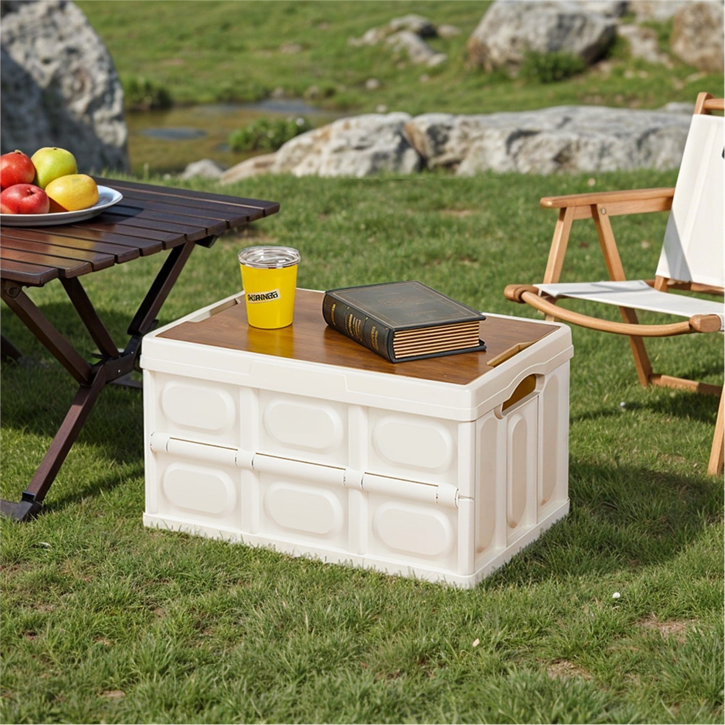 Breeins | 55L Collapsible Camping Storage Box | Beige | FRASERS