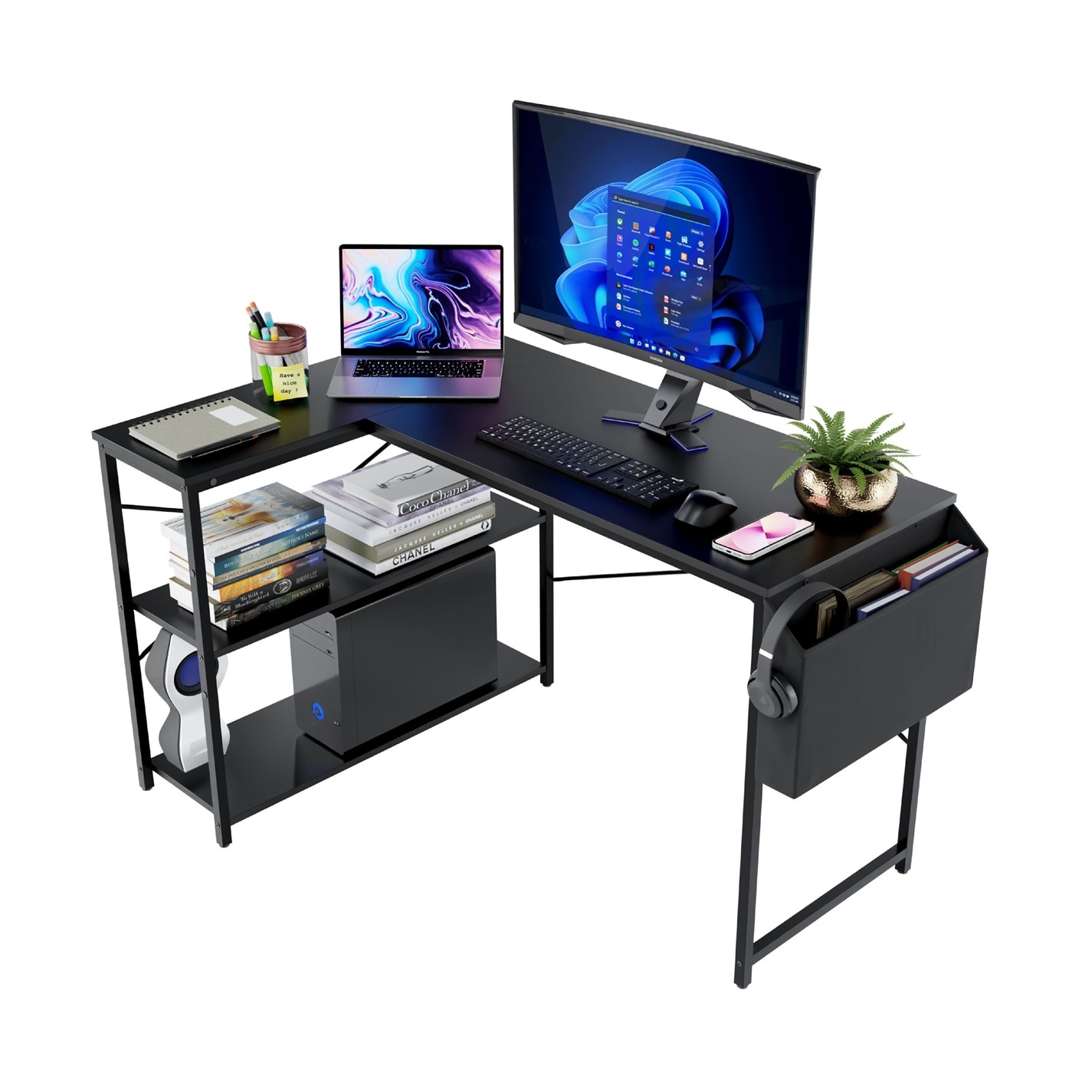 DMD Collective | DeskMate Reversible L-Shaped Computer Desk | Black ...