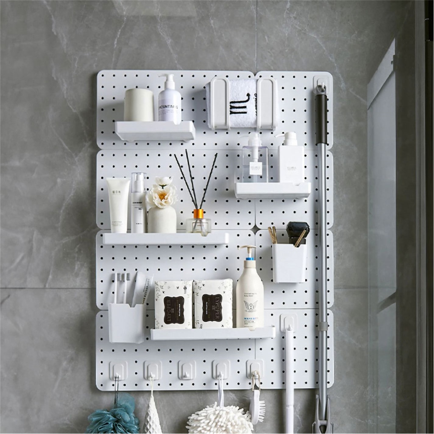 LIFE IDEAS | White Pegboard Wall Storage Rack | White | FRASERS