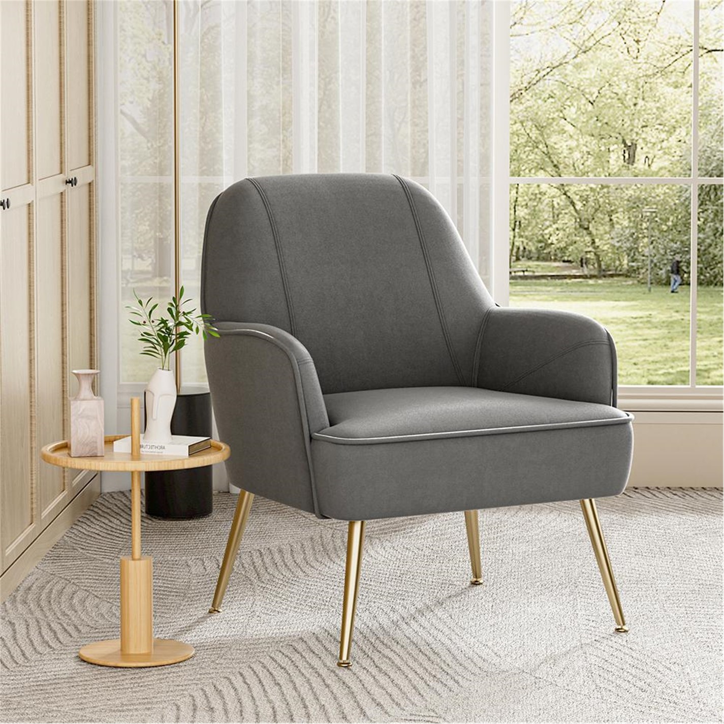 Cottonfy UK | Modern Upholstered Wingback Chair Grey | Grey | FRASERS