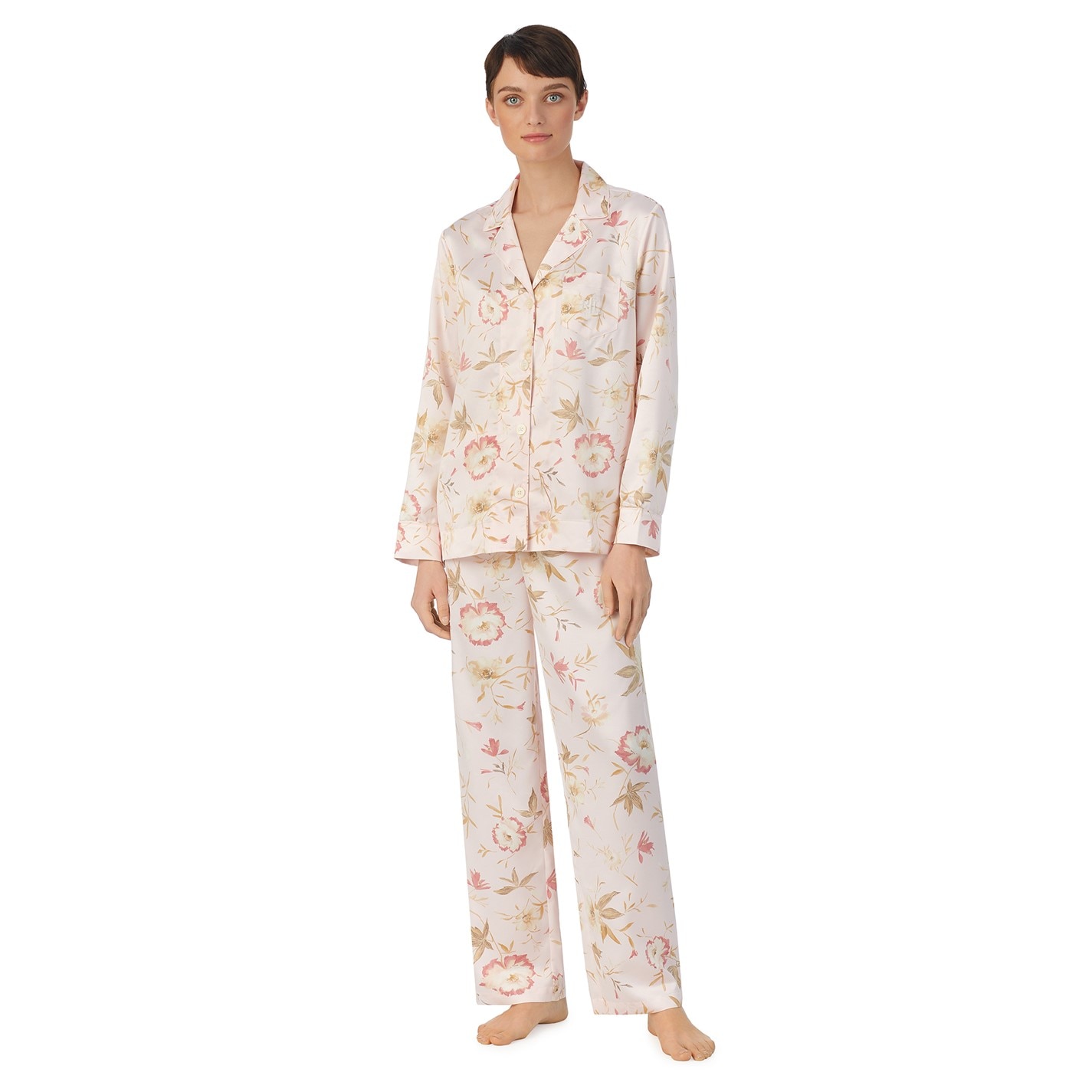 Lauren by Ralph Lauren | Floral Satin Sleep Set | Ivory Floral | FRASERS