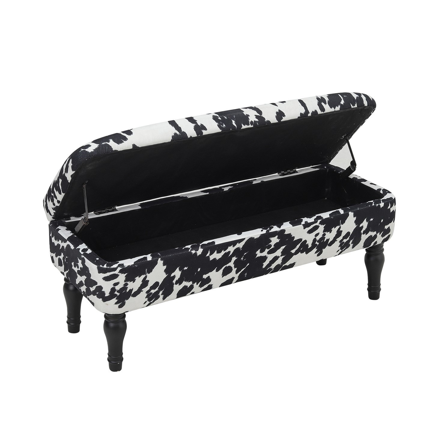 Cottonfy UK | Cow Print Velvet Upholstered Storage Bench | White, Black ...