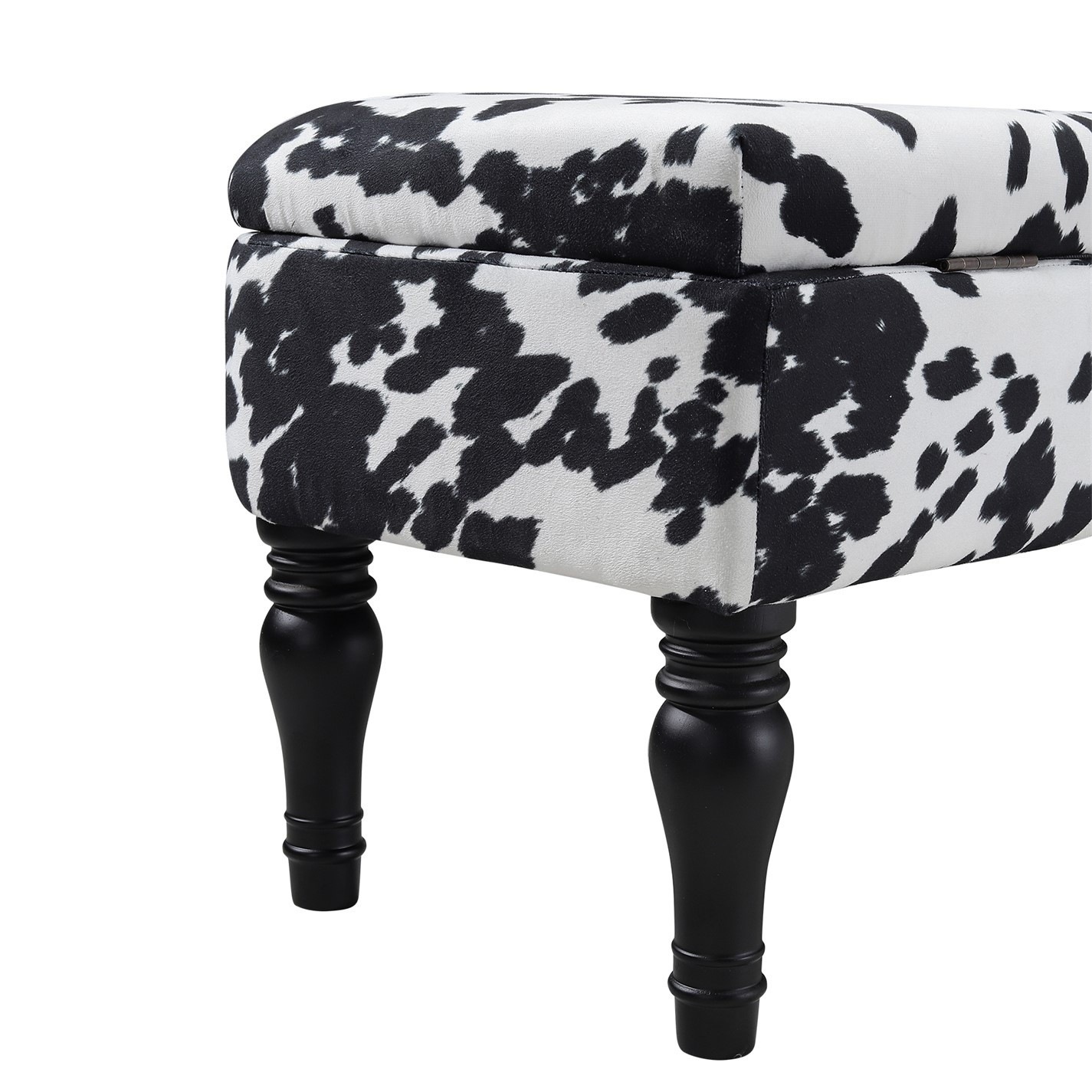 Cottonfy UK | Cow Print Velvet Upholstered Storage Bench | White, Black ...