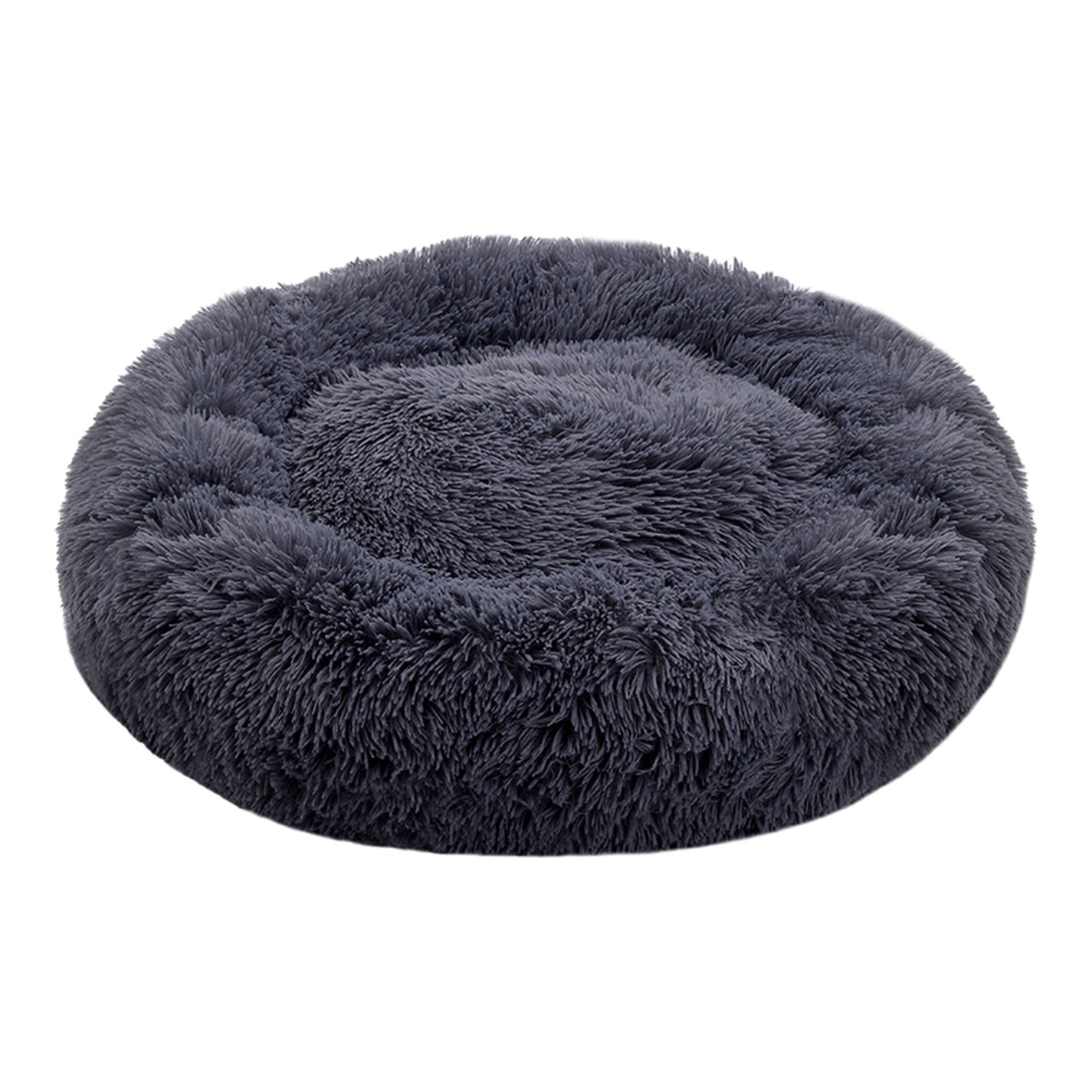KIDKID | 70cm Calming Round Donut Plush Dog Cuddler Bed | Dark Grey ...