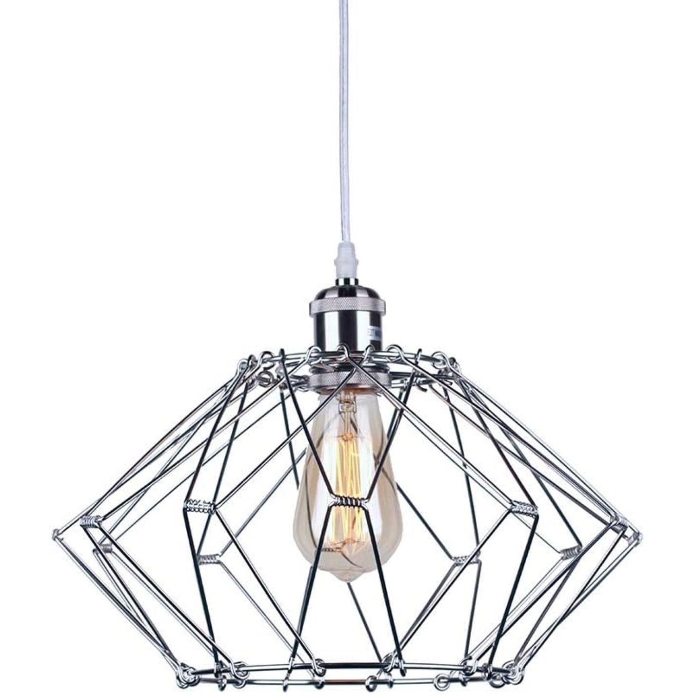 K Living | Evolution Adjustable Geometric Cage Pendant Light | Chrome ...