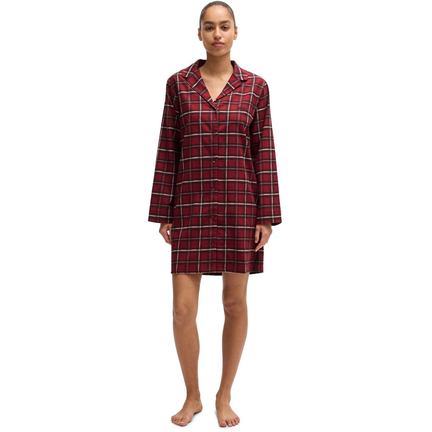 Boss | Tartan Nightshirt | Dark Red | FRASERS