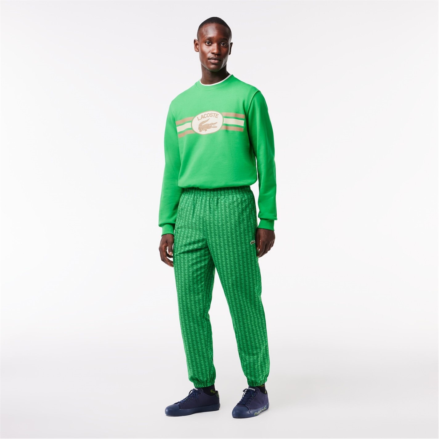 Lacoste | Lacoste Monogram-Print Tracksuit Bottoms | Closed Hem Fleece ...